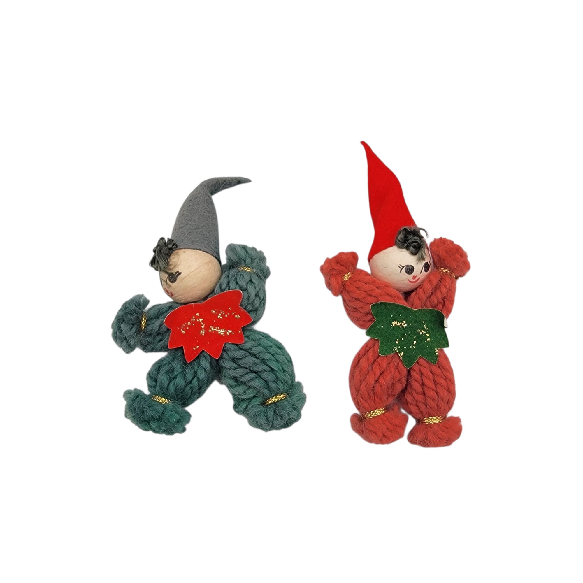 Vintage Japan Yarn Elf Pixie Spun Head Christmas Package Toppers Set Of ...