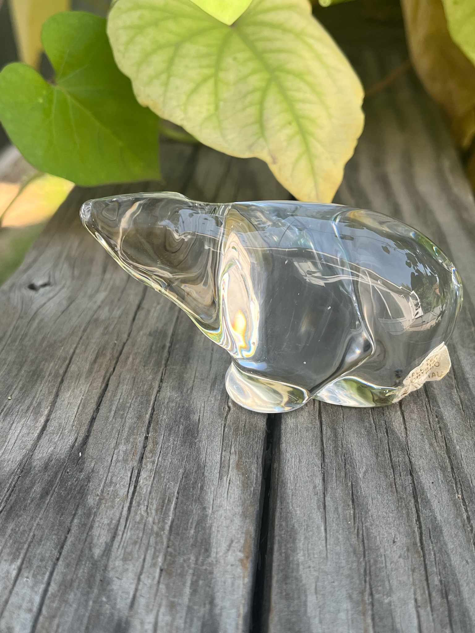 Marked Hadeland Glassworks of Norway Crystal Polar Bear Figure small
