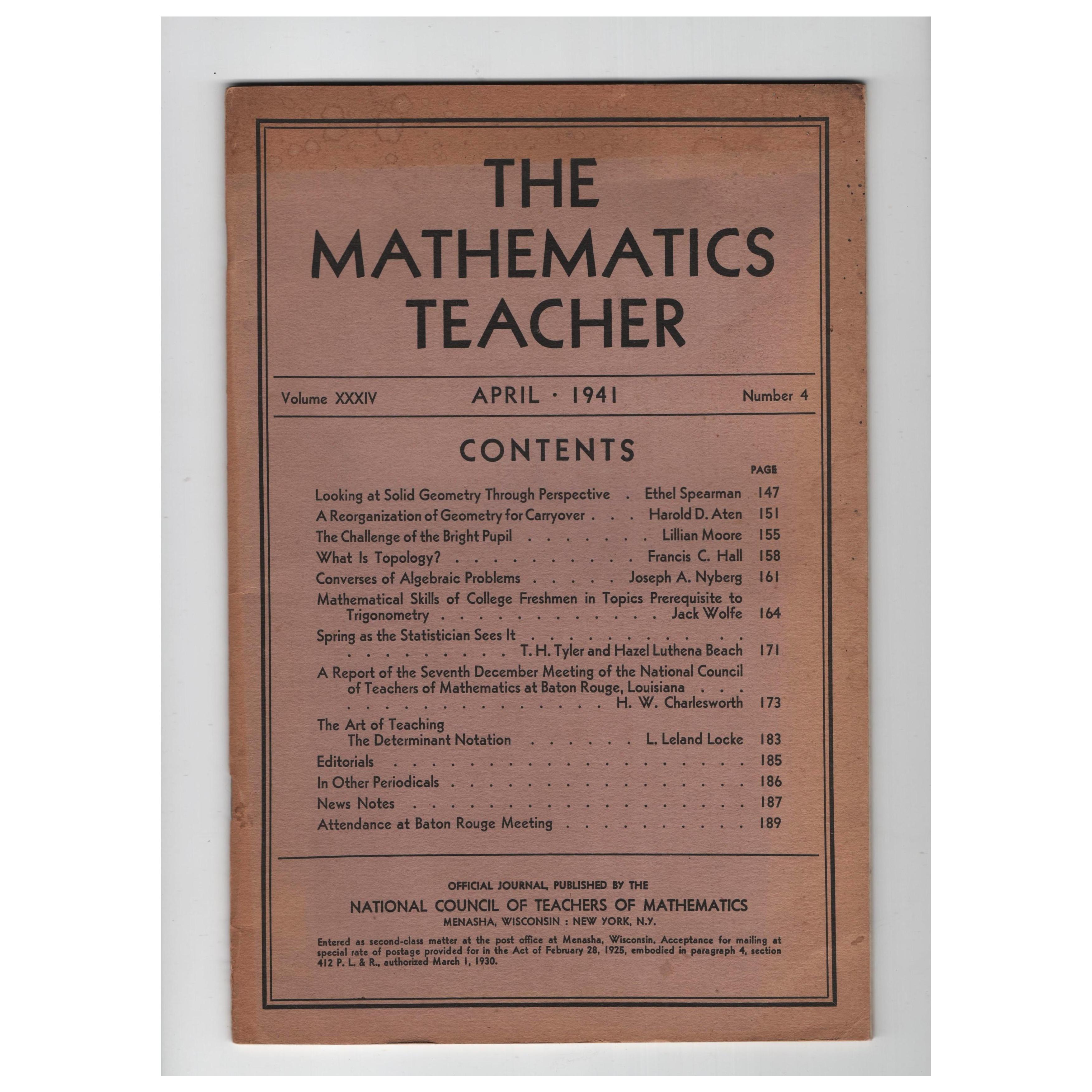 Vintage Booklet The Mathematics Teacher April 1941 Education Teaching