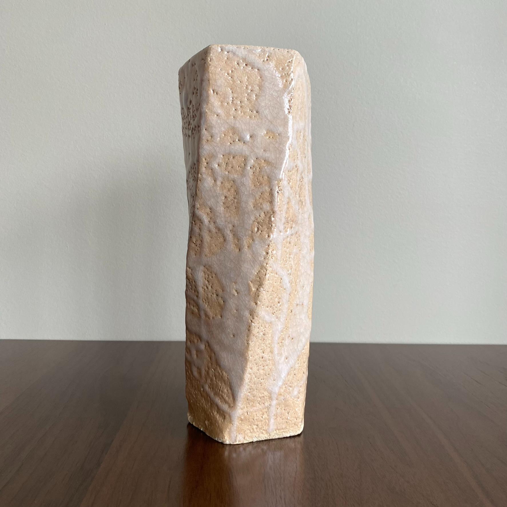 Vintage Japan Stoneware Pottery Twisted Column Vase Modernist Ikebana