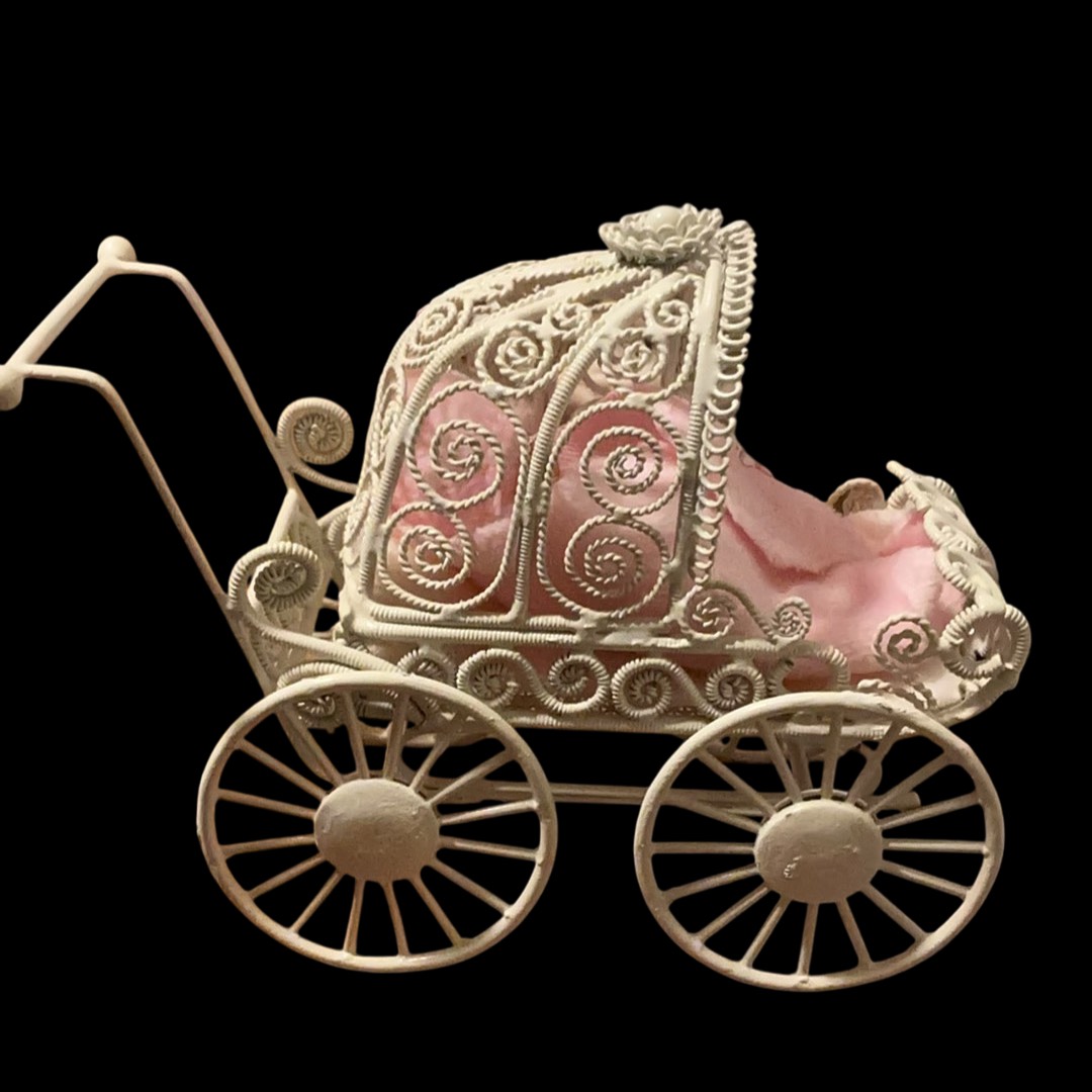 Adorable Vintage Baby Doll Buggy/ Pram/ Stroller. Cream Color Filigree ...