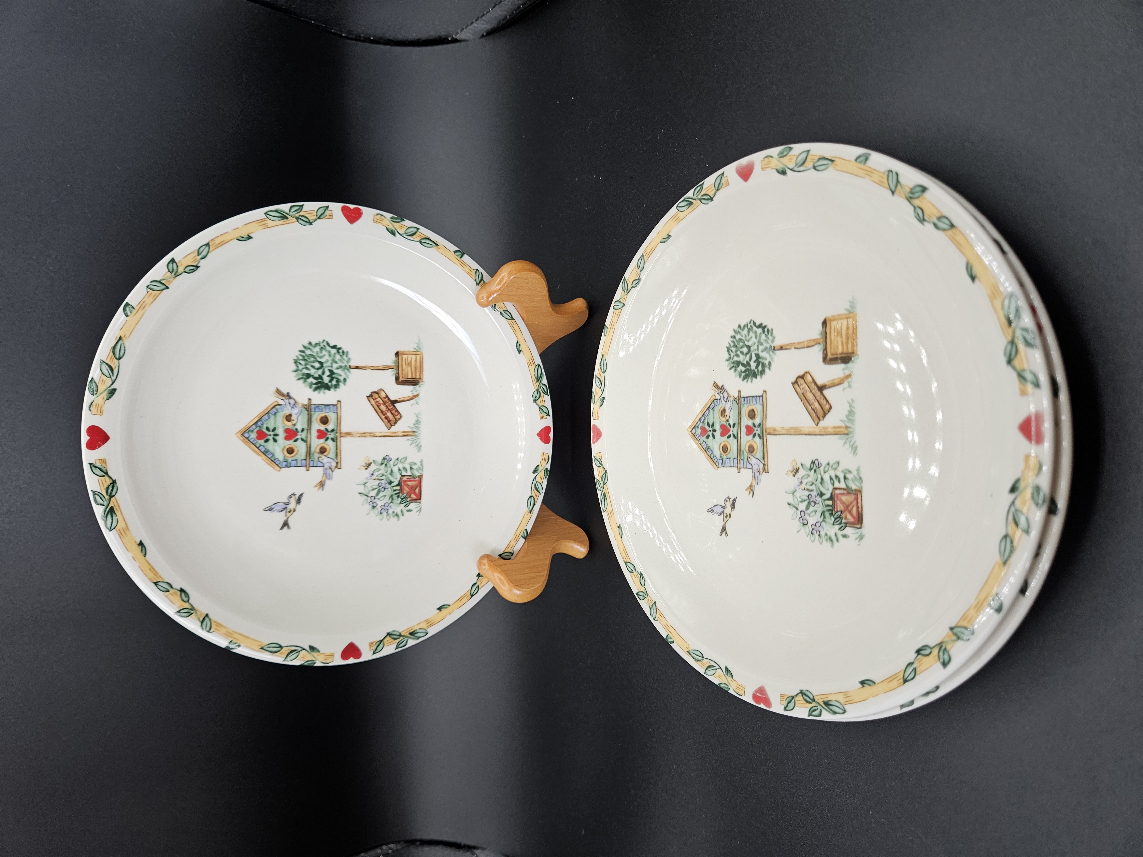 Set Of 3 Thomson Pottery Birdhouse 7 3/4" Salad Plates
