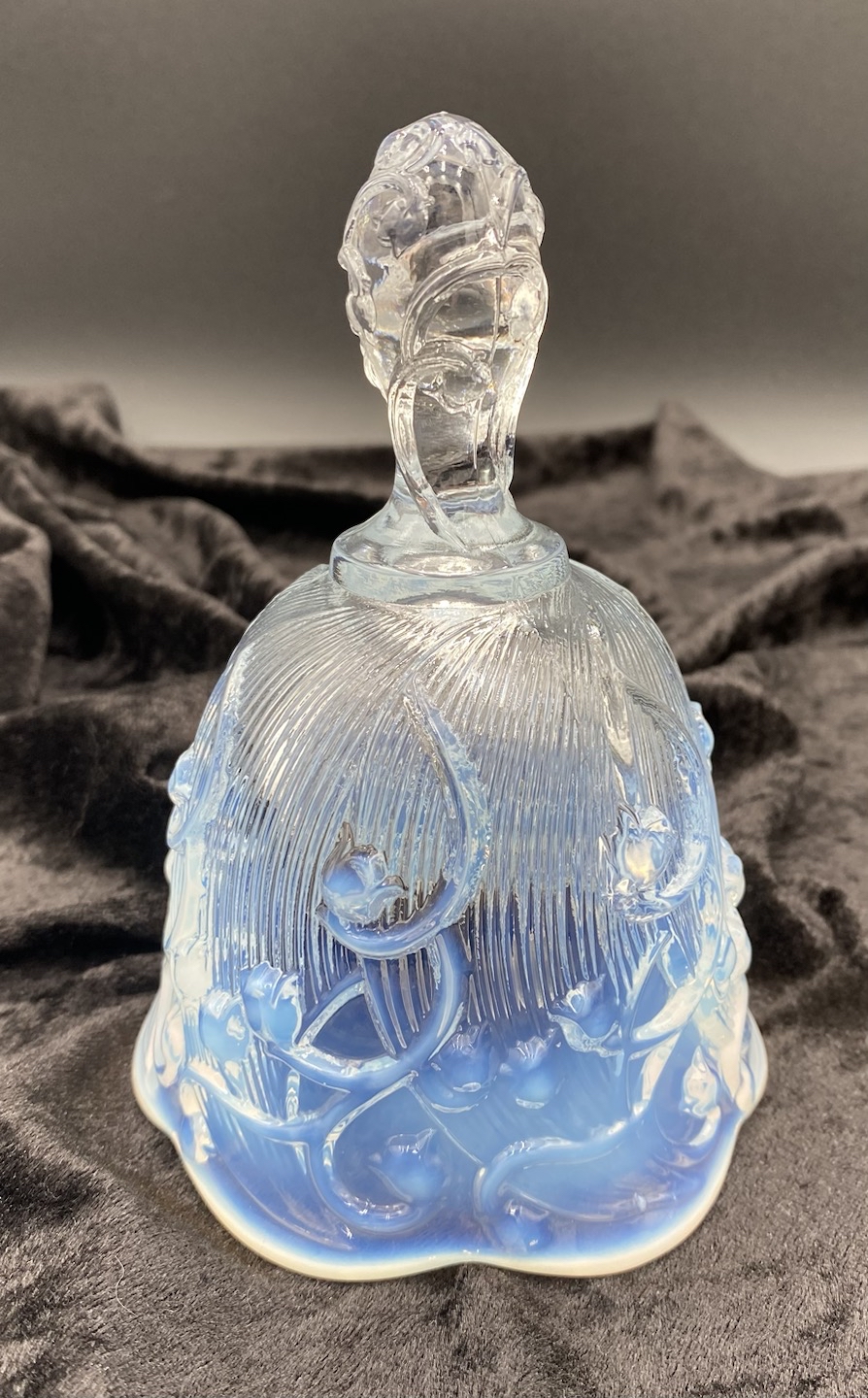 Vintage Fenton Glass Bell, French Opalescent, Lily of the Valley, MINT