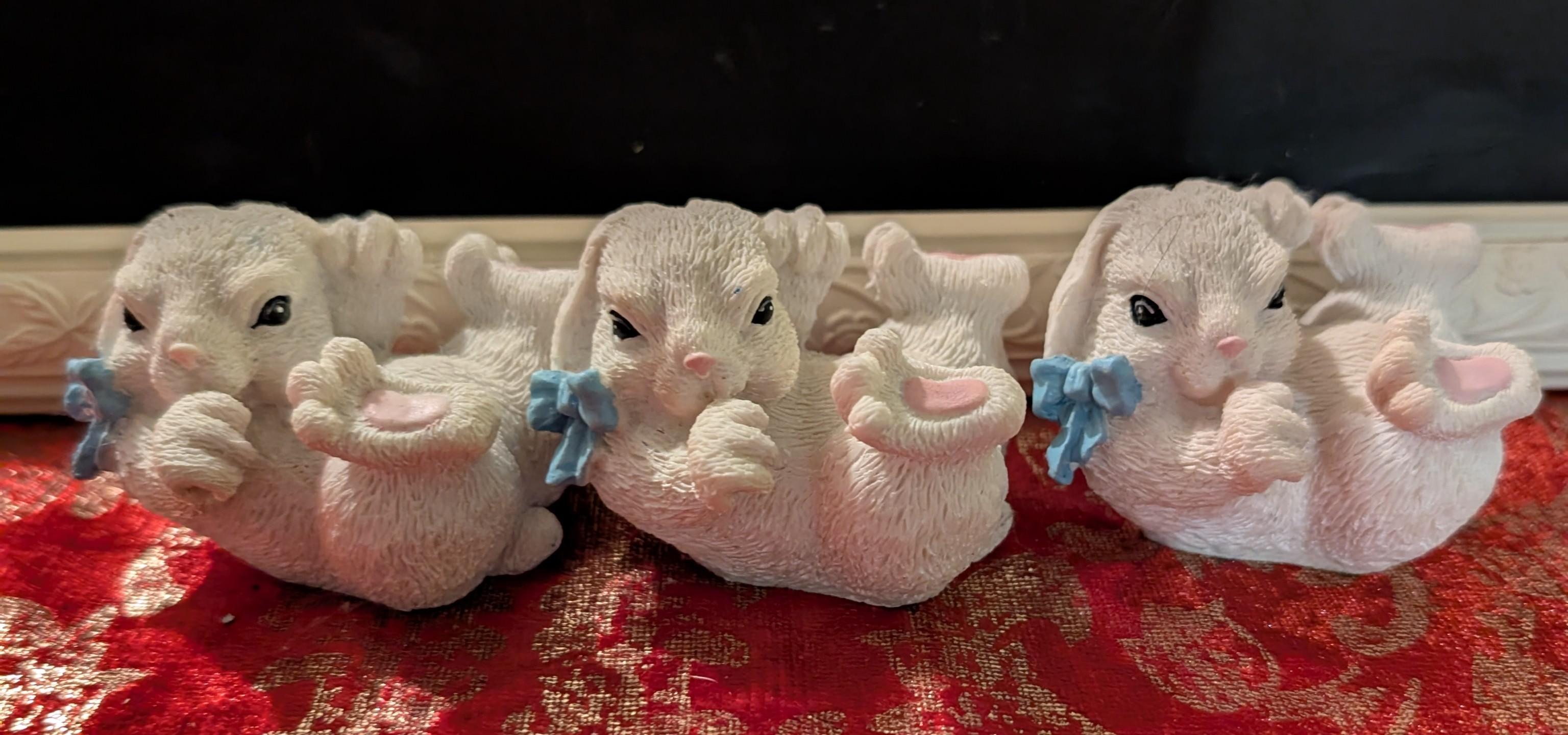 Vintage Set Of Three Resin Oriental Trading Company Bunny Figurines ...