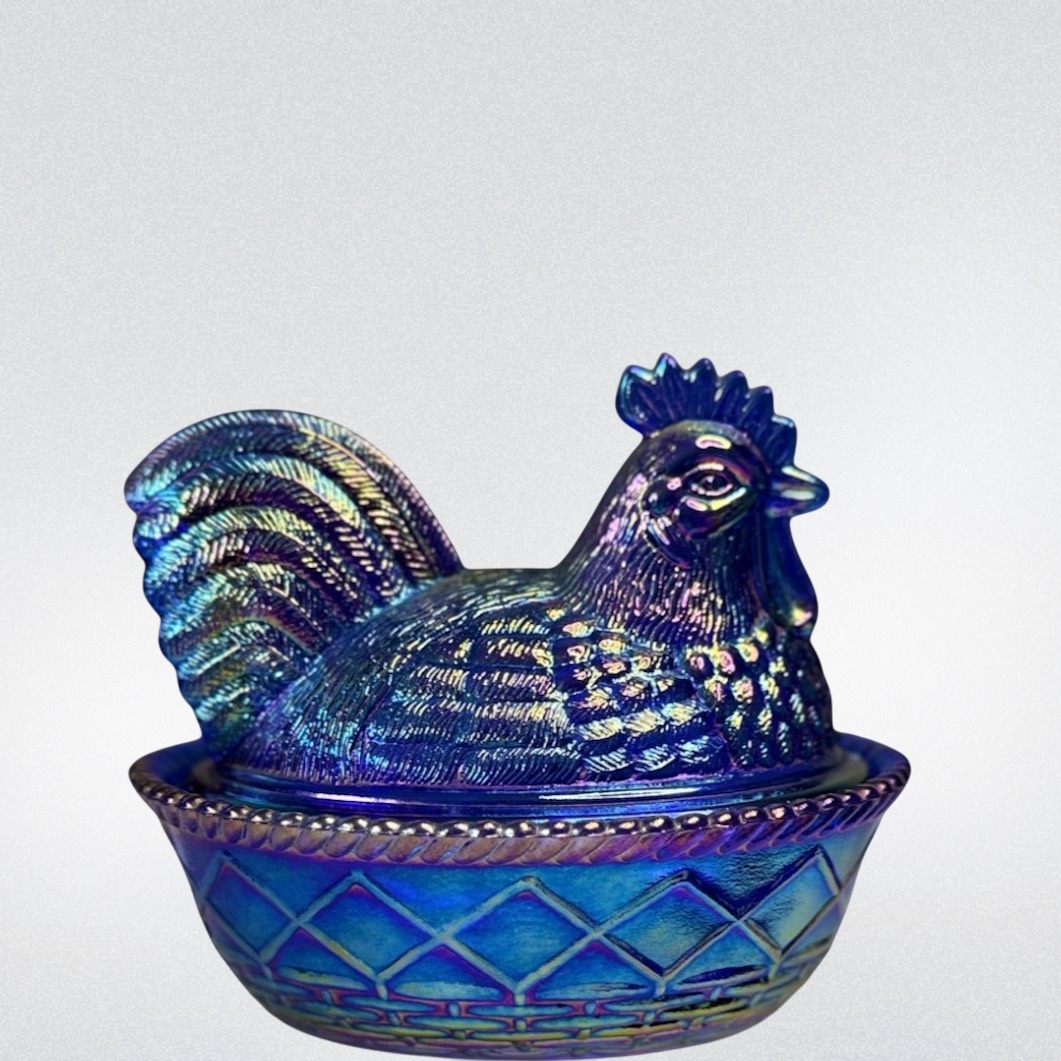 Westmoreland Cobalt Blue Carnival Glass Hen On Nest Split Tail Candy ...