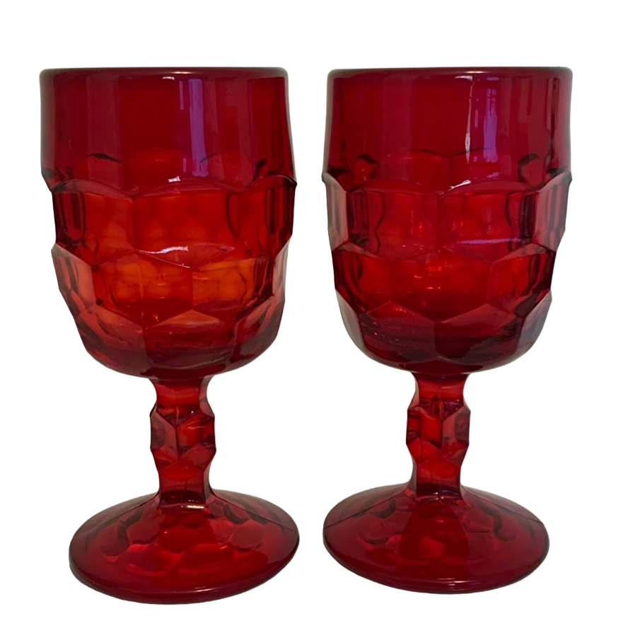 Viking Ruby Georgian Cordial Glass Set Of 2