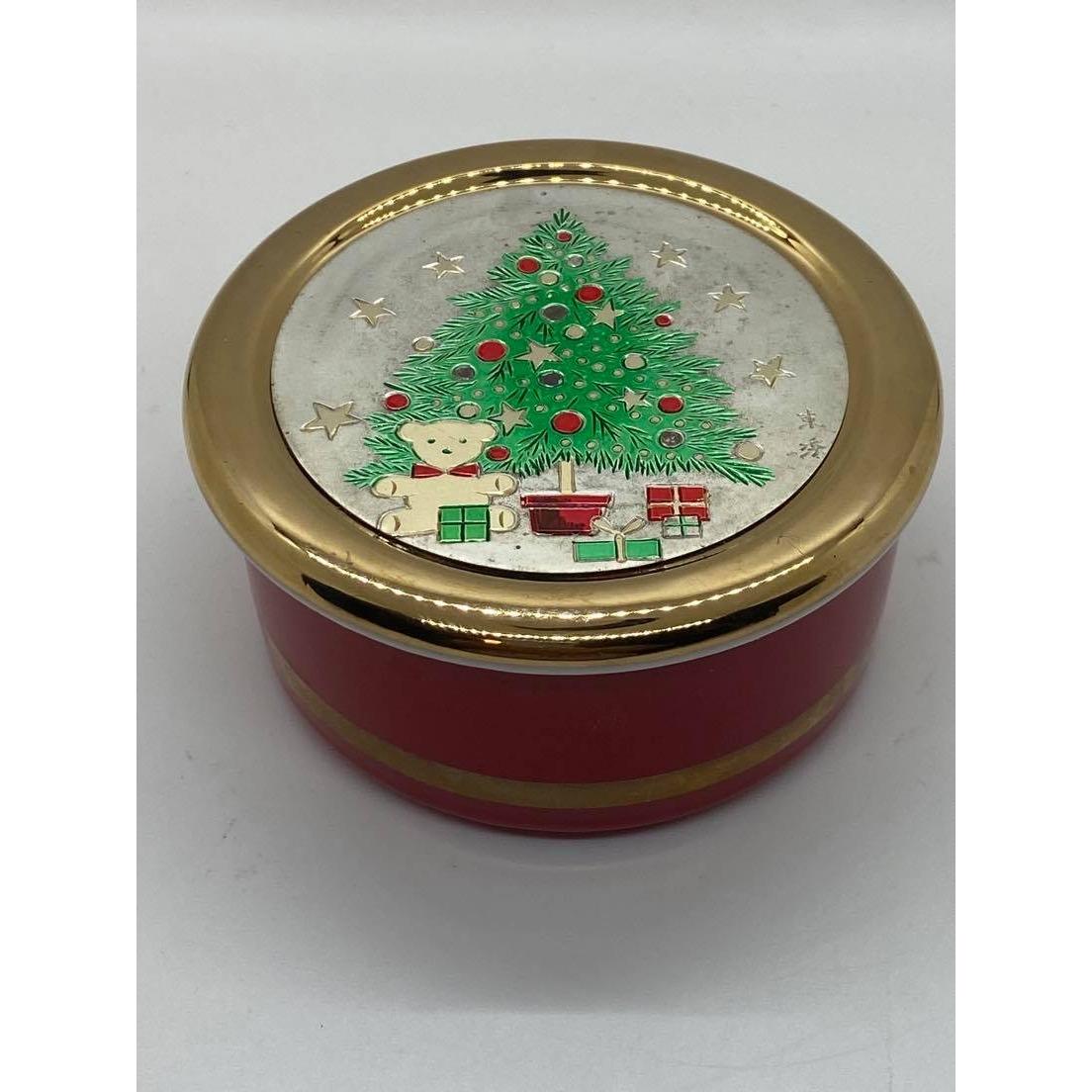 Himark Happy Holidays Christmas Trinket Box 24K Gold Trim