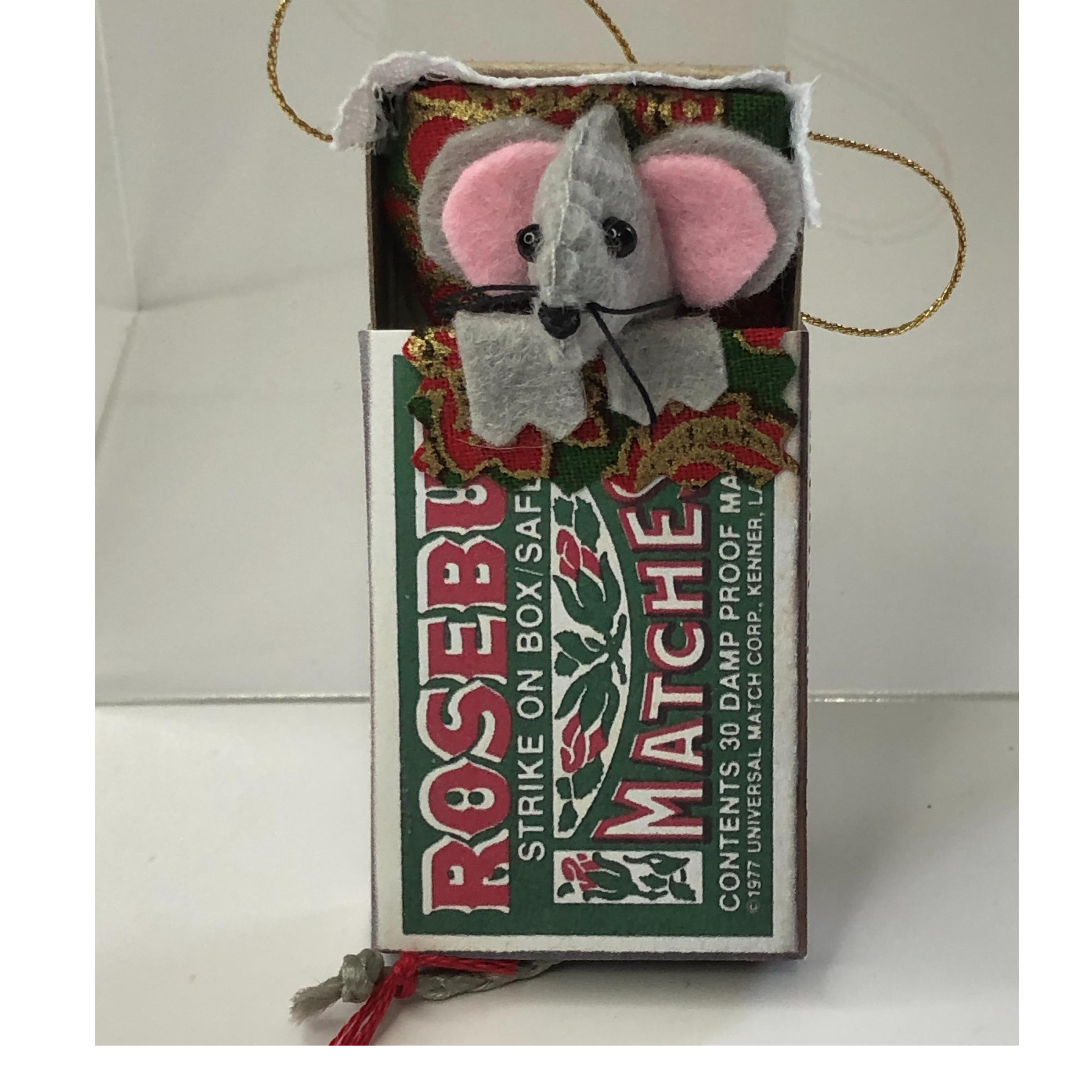 Handmade Felt Mouse in Matchbox Christmas Ornament