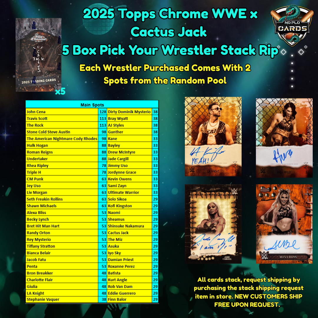 2025 Topps Chrome WWE x Cactus Jack 5 Box Pick Your Wrestler Stack Rip