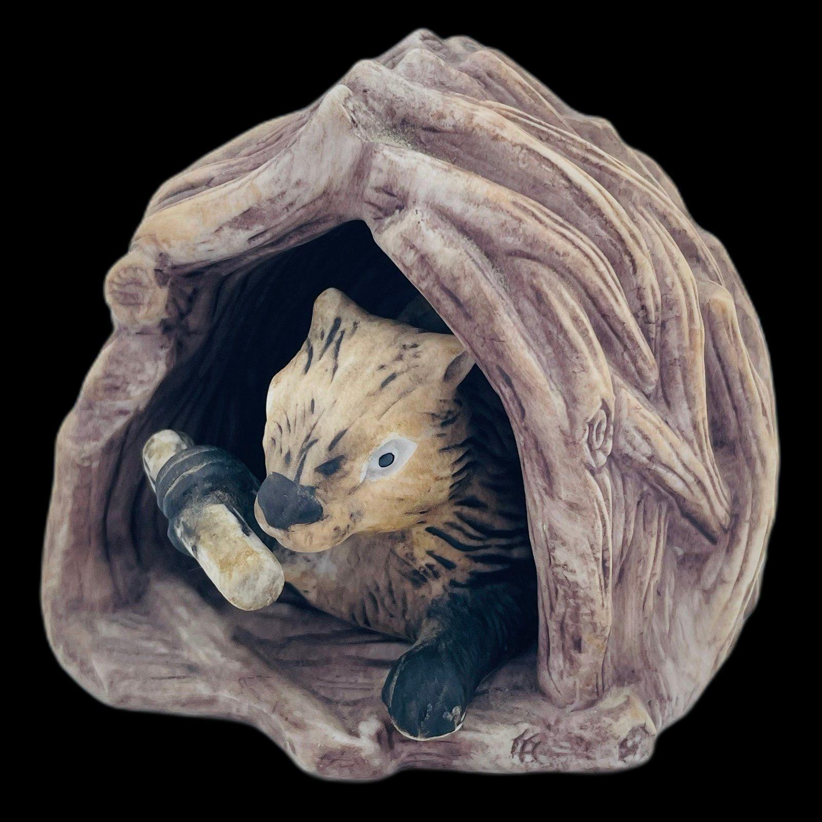 Vintage Franklin Porcelain Beaver Figure in Dam House Woodland ...