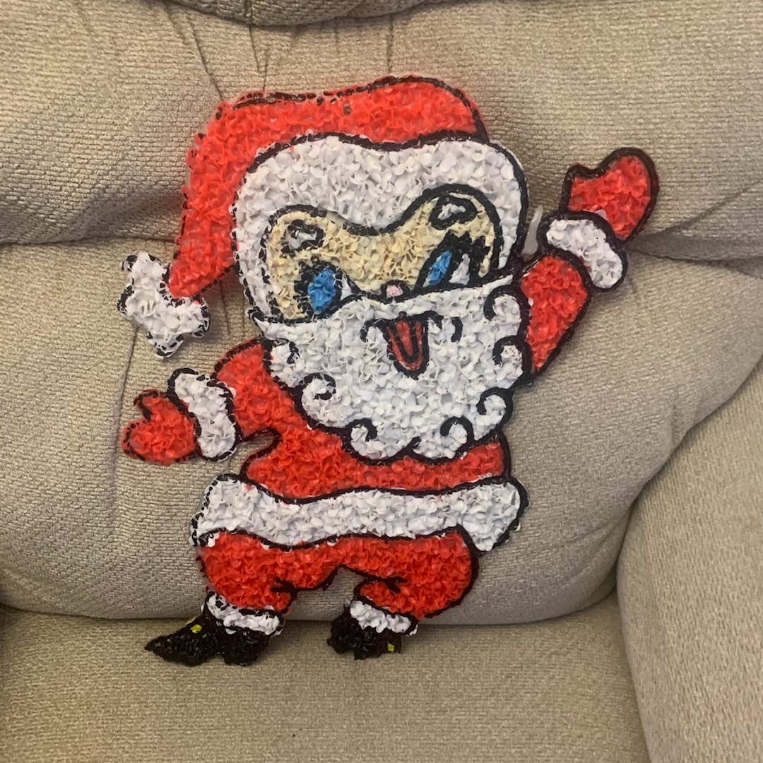 Vintage Melted Popcorn Santa