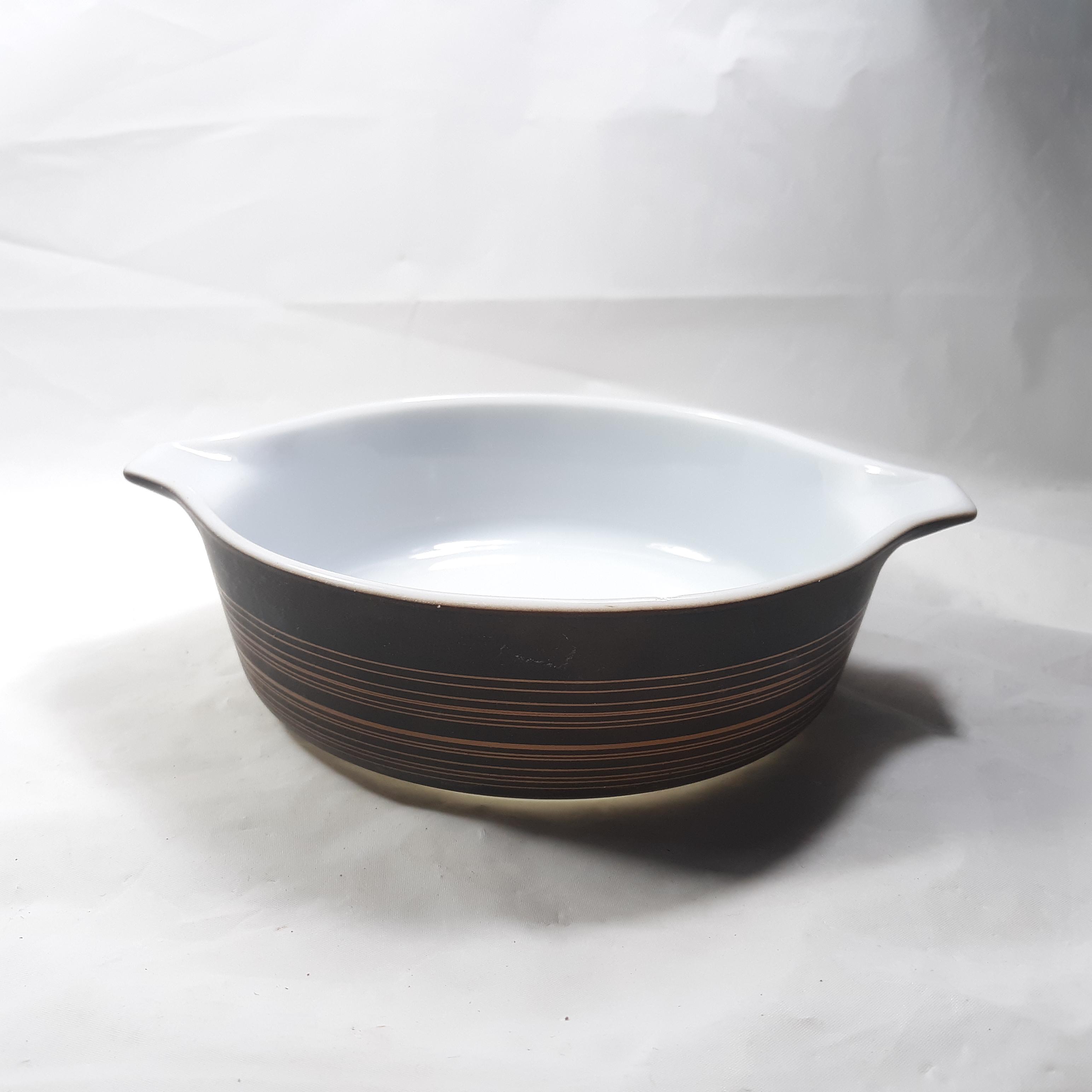 Vintage PYREX Terra Black And Brown Gold Casserole Dish