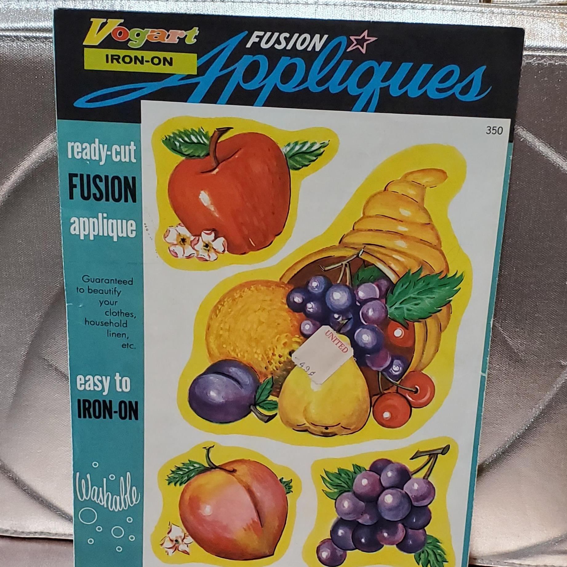 Vintage Fusion Appliques Fruit Cornucopia Vogart Made In USA