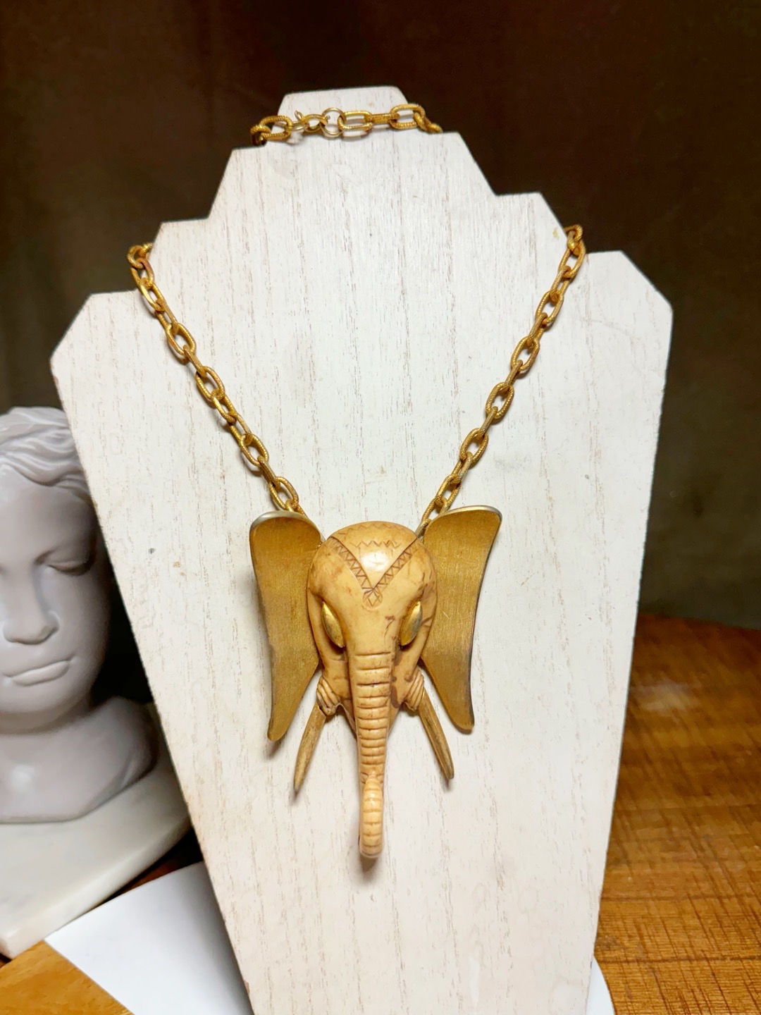 Vintage 1970's Luca Razza Elephant Necklace Oversized Statement Piece