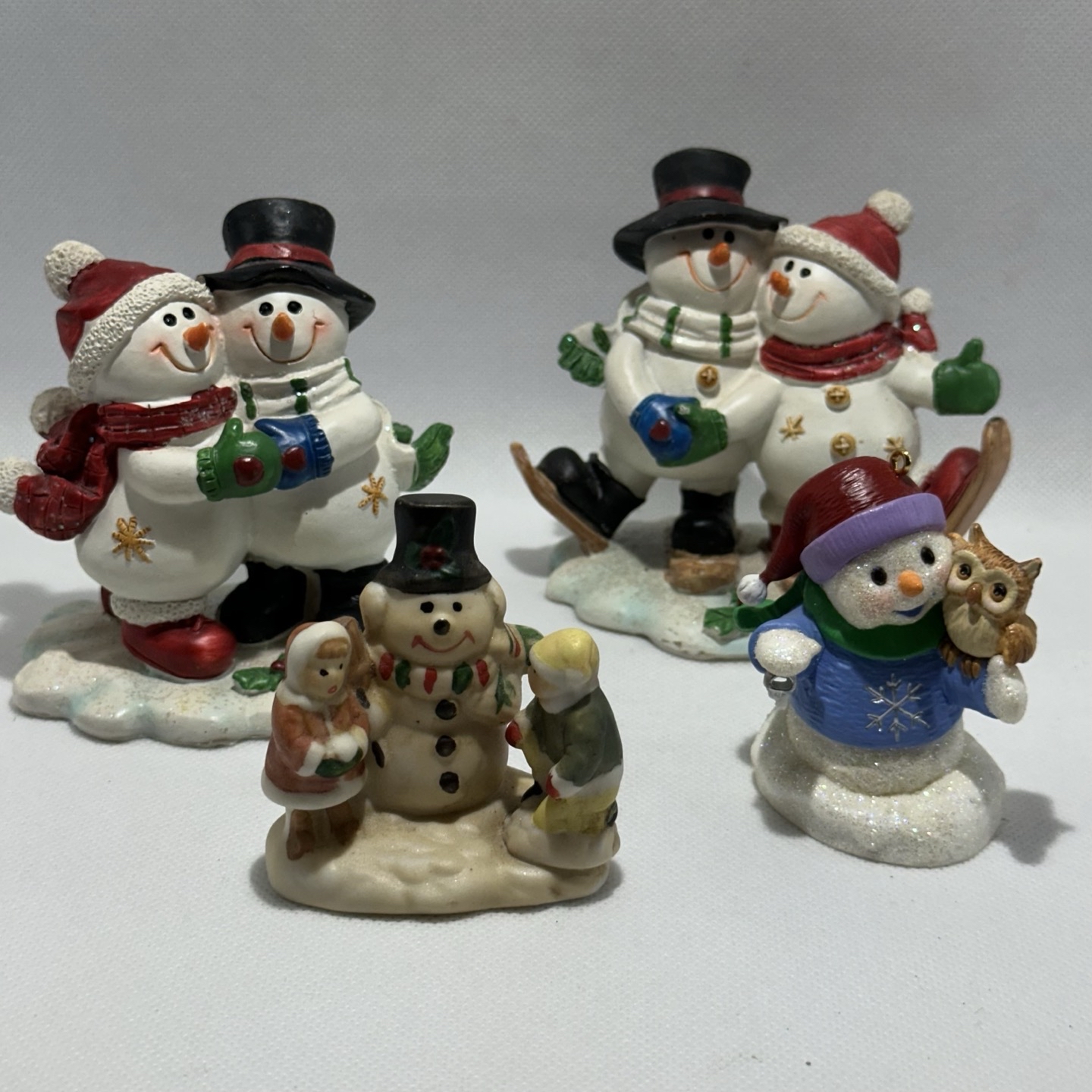 C27 Four Snow Man Figurines Statues, 1 Vintage, “Summit Collection”