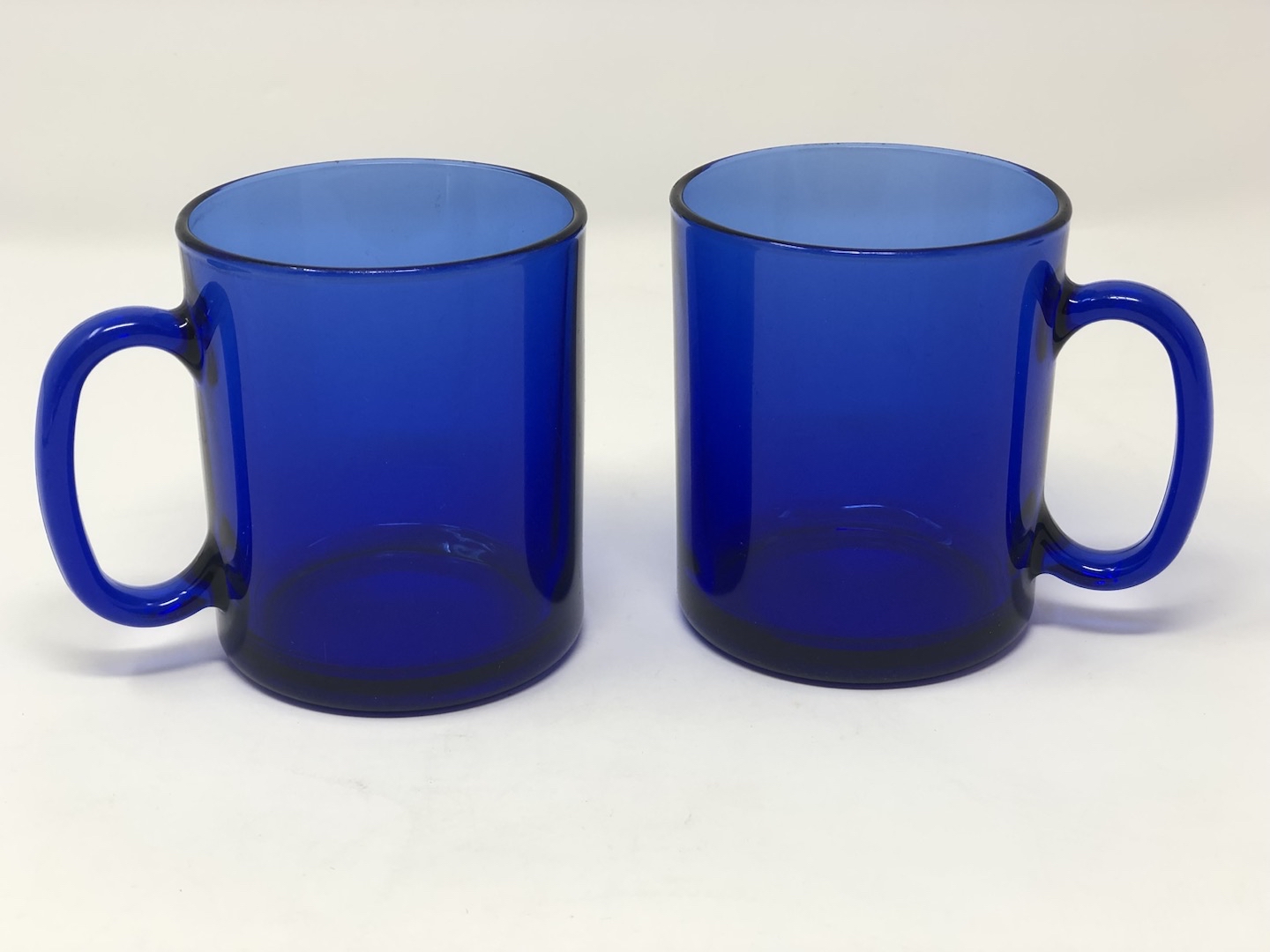 Pair of Cobalt Blue Glass Mugs Made in France