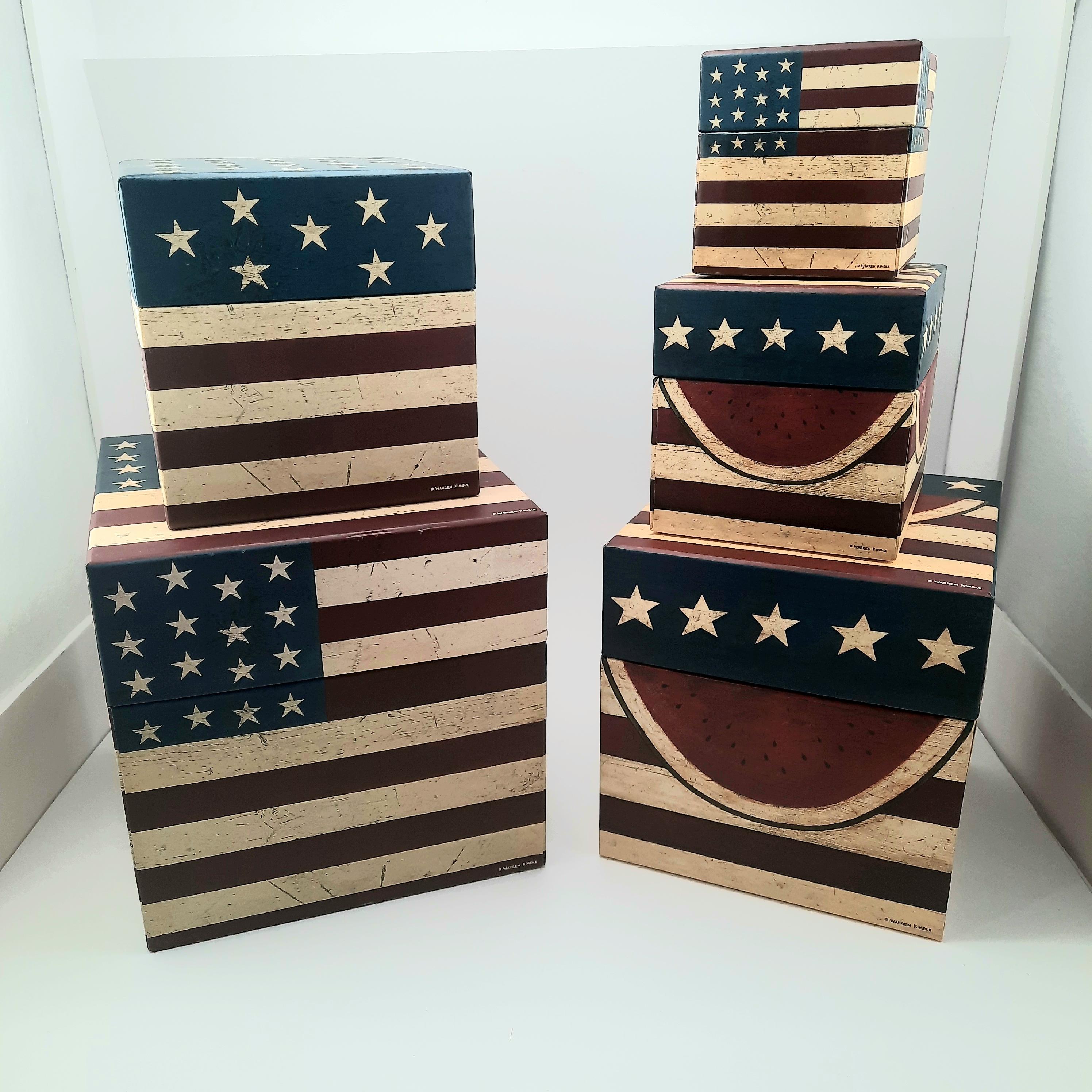 Patriotic Flag USA 4th Of July American Colonial Nesting Boxes Warren ...
