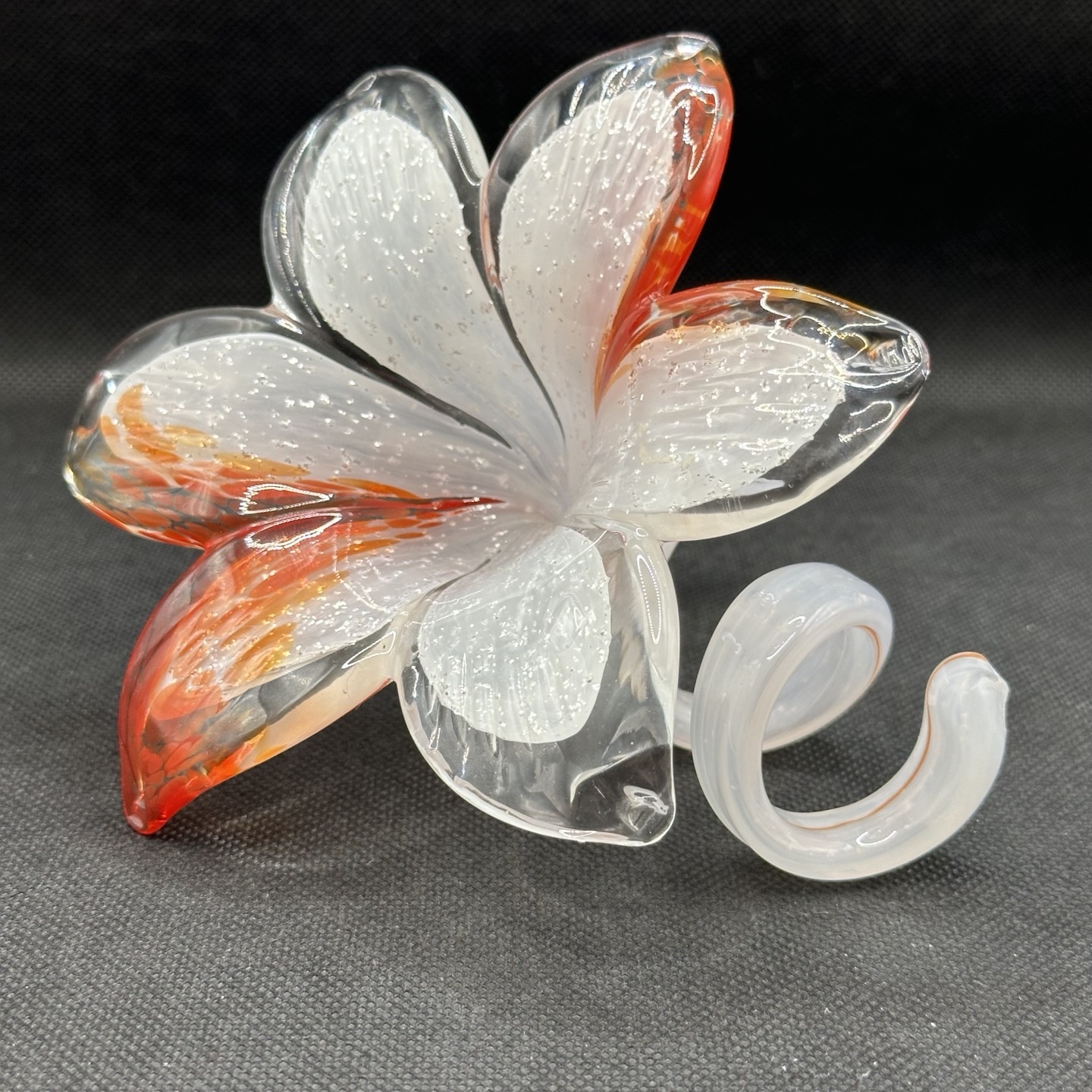 104 Vintage Murano Glass Red/Orange Glass Flower