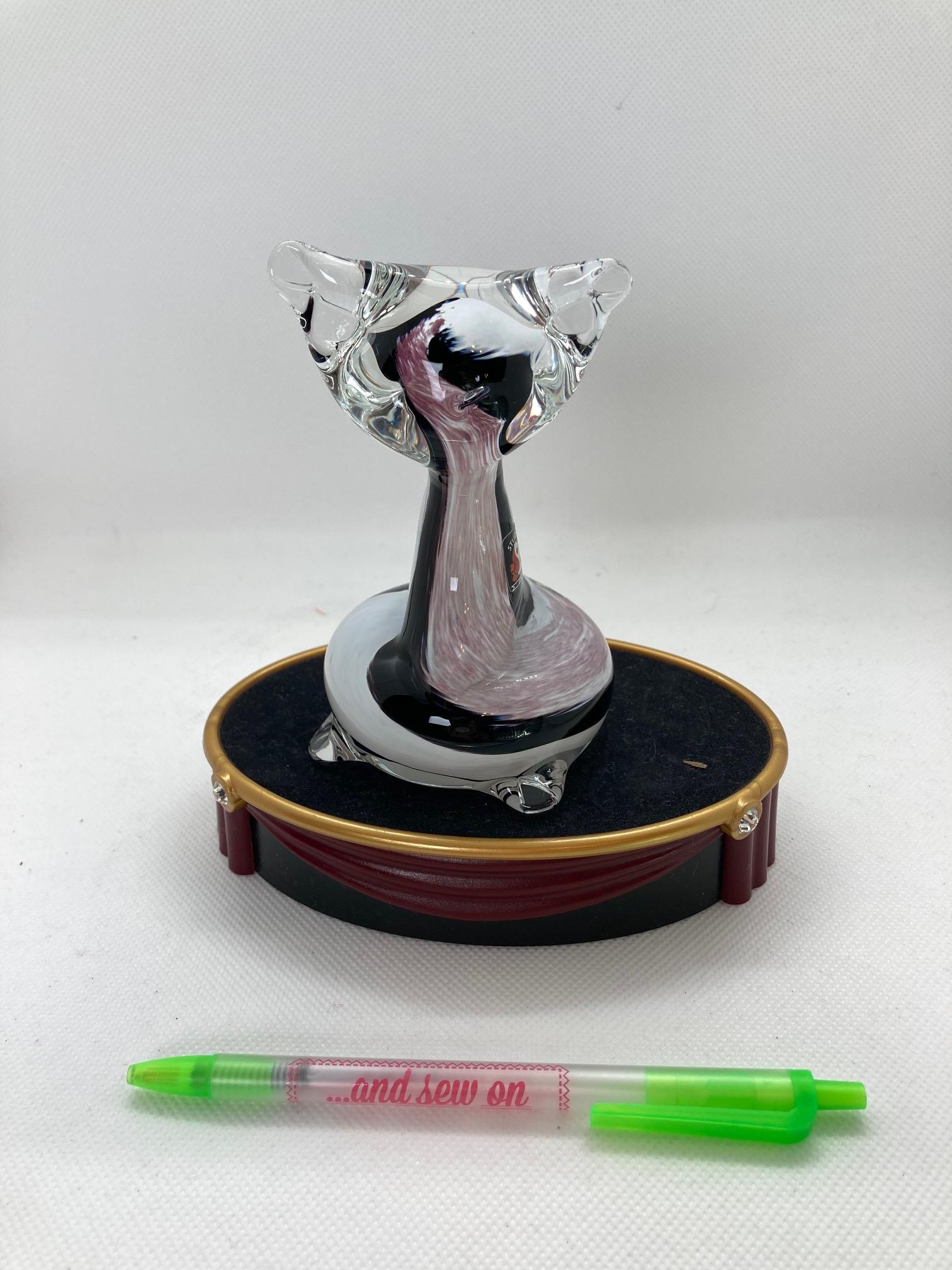 Rare Vintage Studiolasi Finland 1977 Hand Blown Art Glass Cat 4.5"