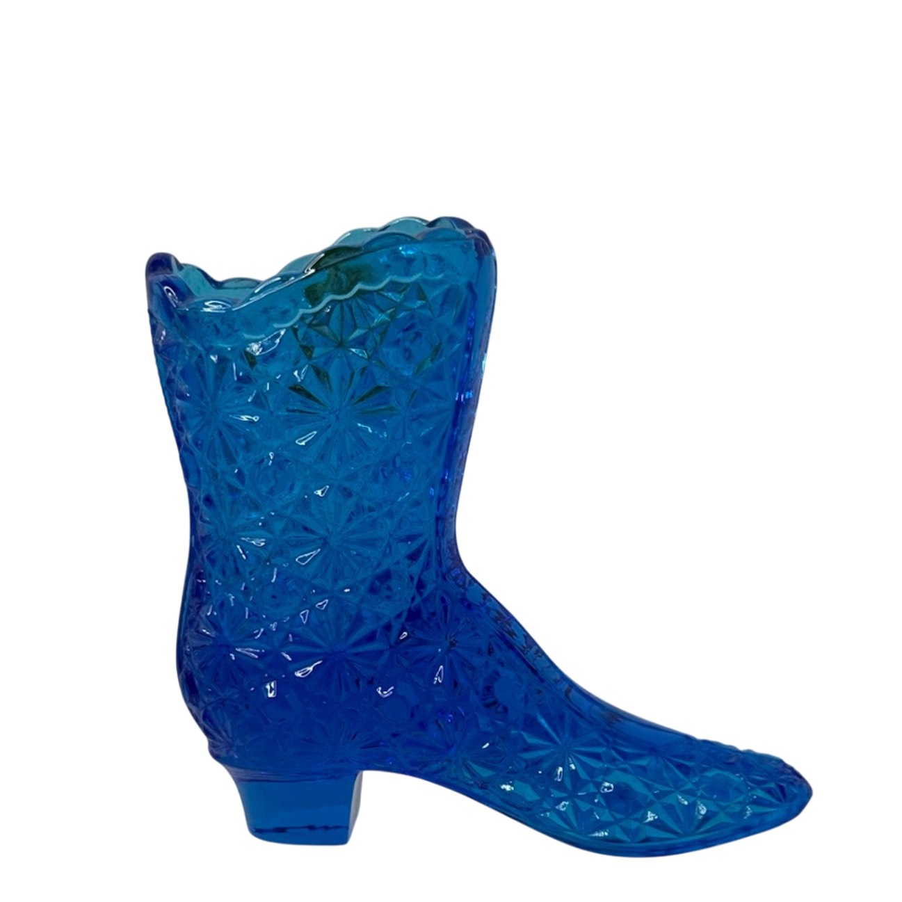 Fenton Boot Turquoise Blue Daisy & Button Art Glass 1960’s Fenton Label ...