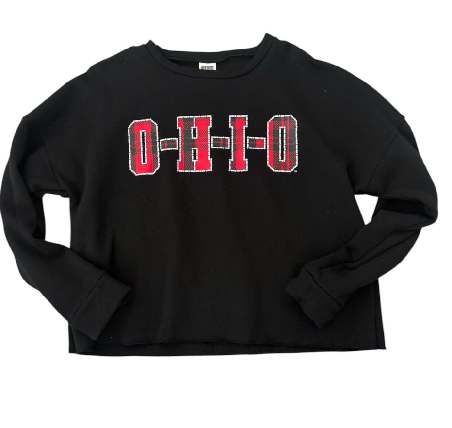 Victoria Secret Pink Ohio State Buckeyes Cropped Sweatshirt Large Plaid ...