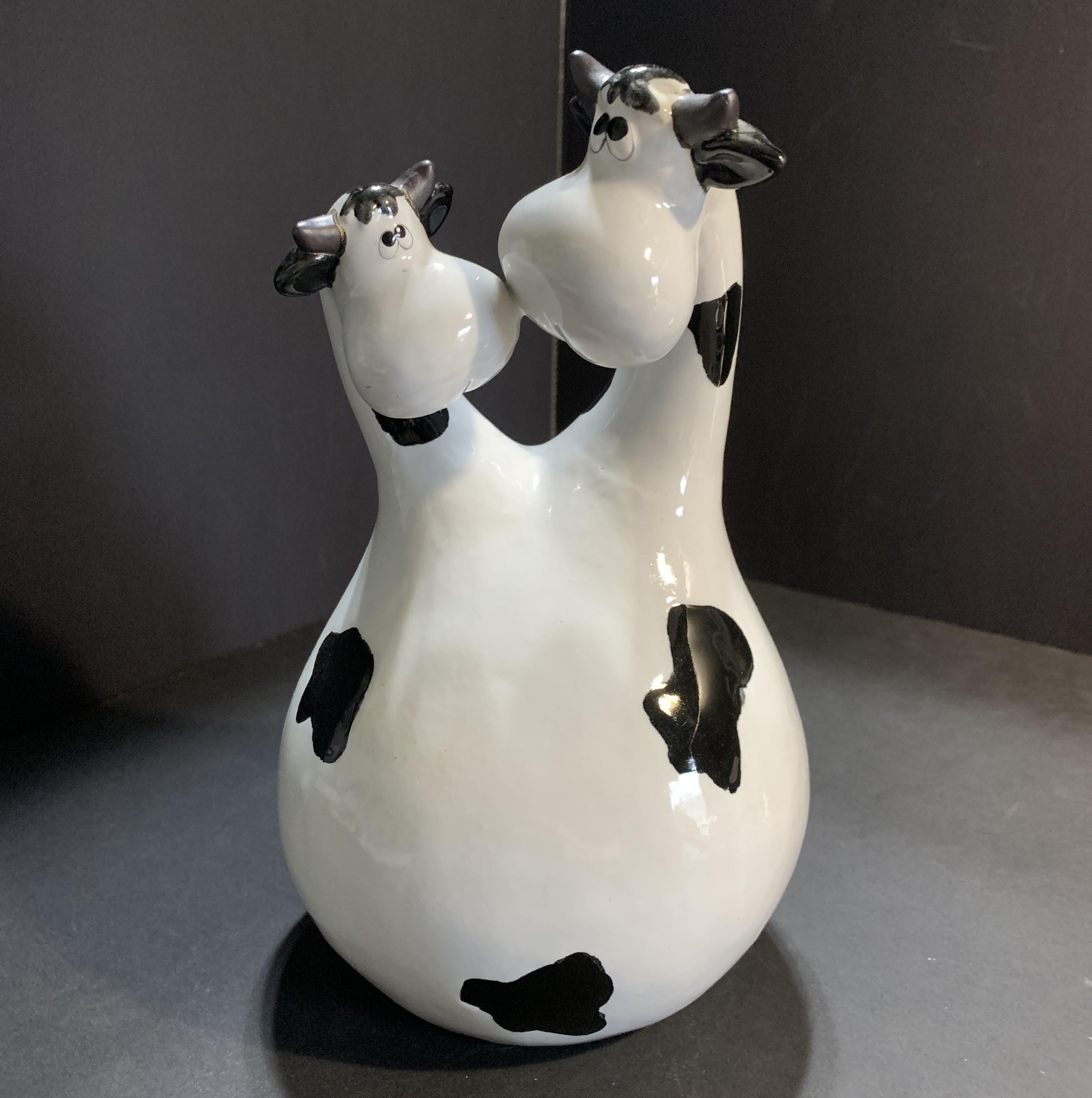 Goofy Two-Headed Cow Figurine