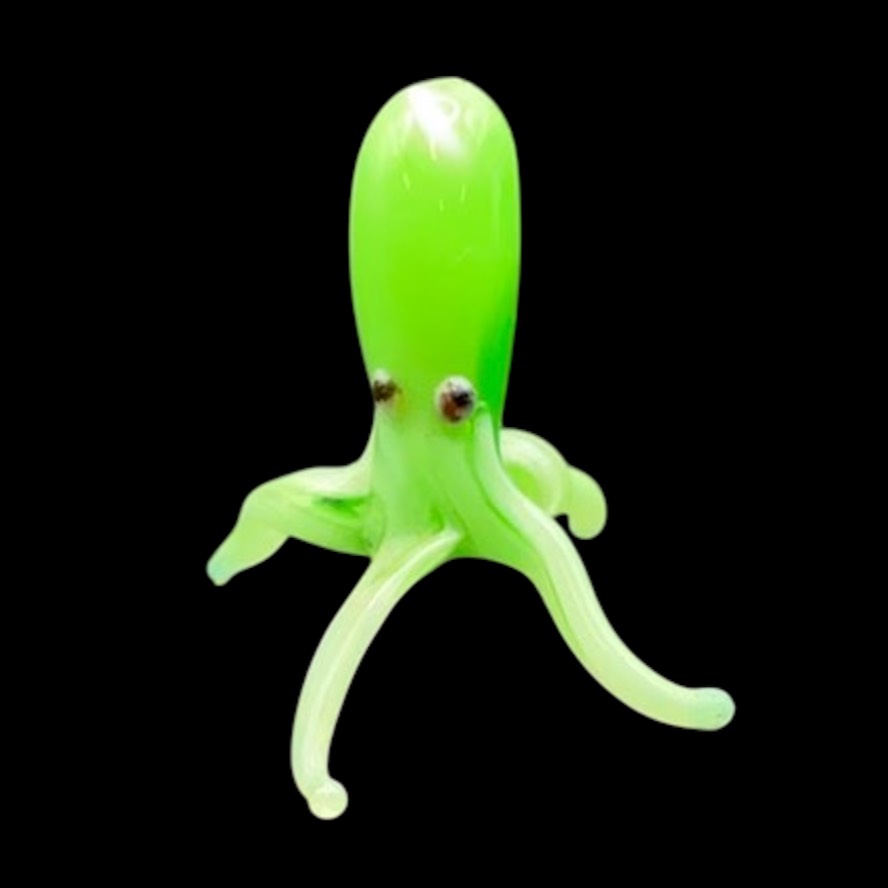Vintage Green Glass Octopus Figurine Green Octopus 1” #1