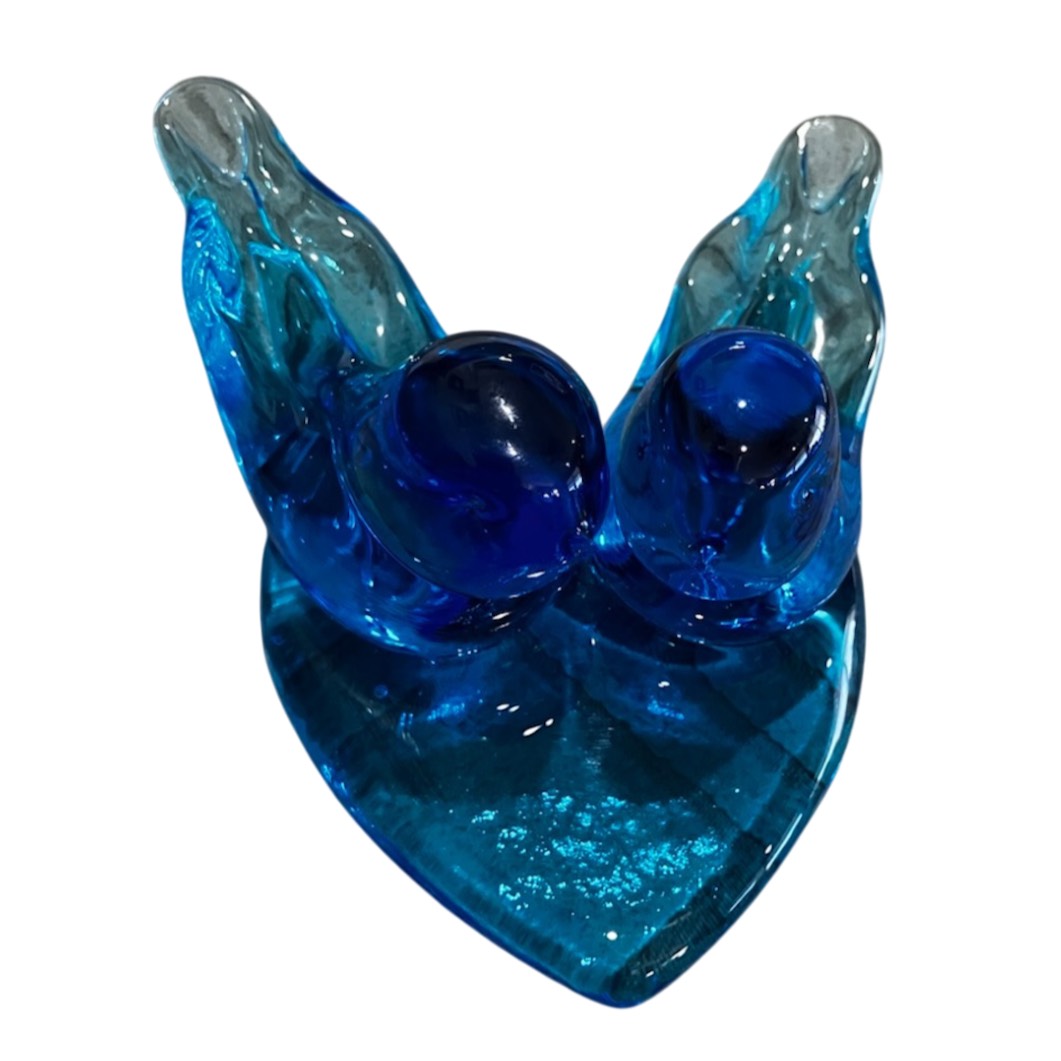 Leo Ward 2 Blue Birds Of Happiness On A Heart Signed 2000