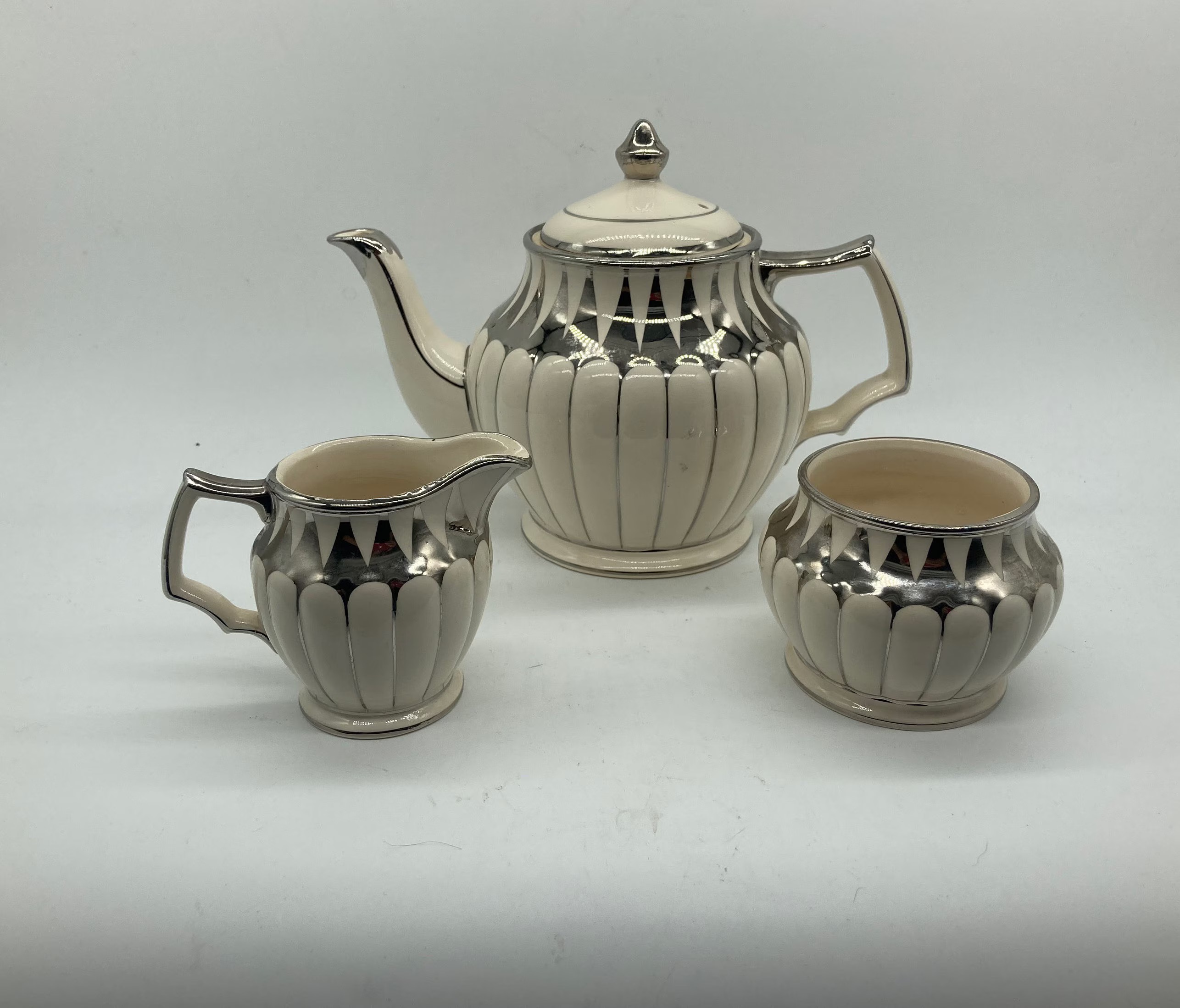 SADLER 3 Piece Tea Set 1940s Tea Pot Sugar Bowl Cream Jug