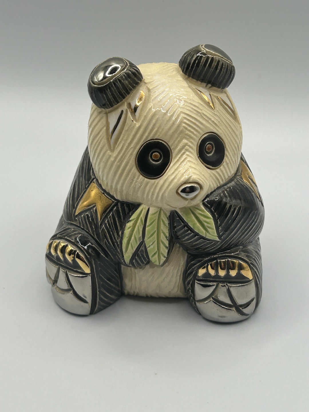 De Rosa Rinconada Gold Trim Panda Bear Figurine Uruguay