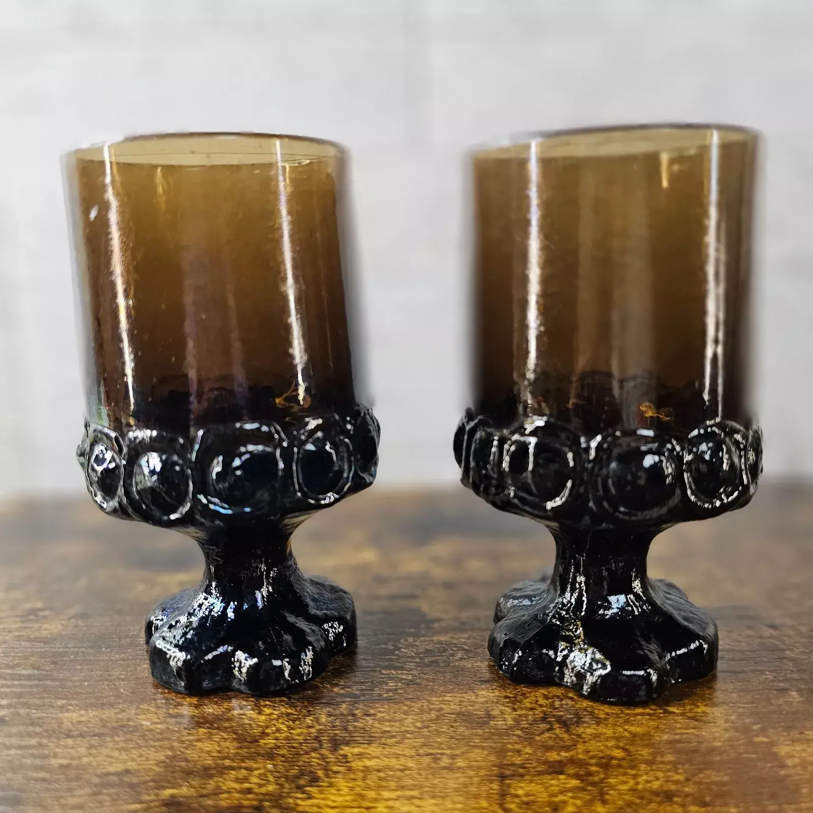 Set of 2 Franciscan Madeira Tiffin Amber Smoke Renaissance Glass Water ...
