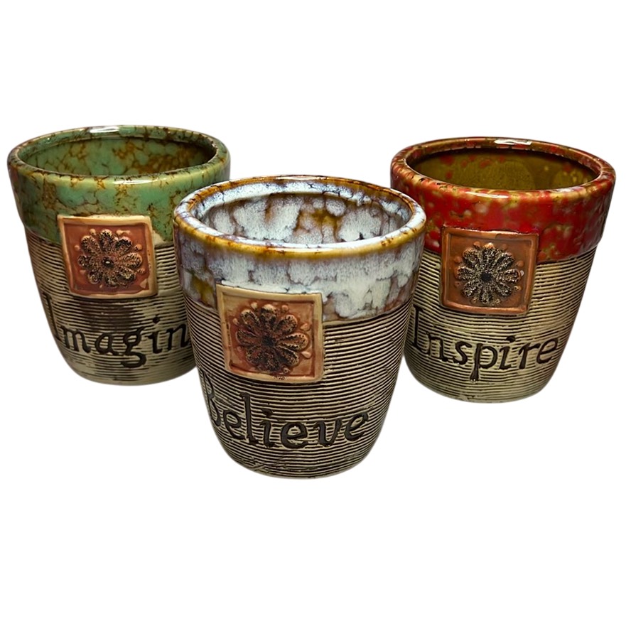 3 Beautiful Pottery Plant Pots - Unknown Maker.
