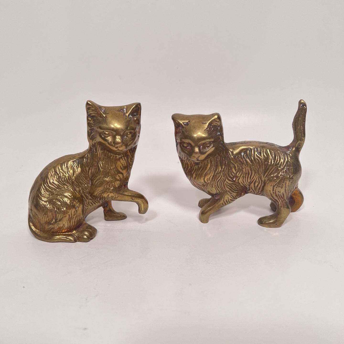 Brass Cat Figurine Pair