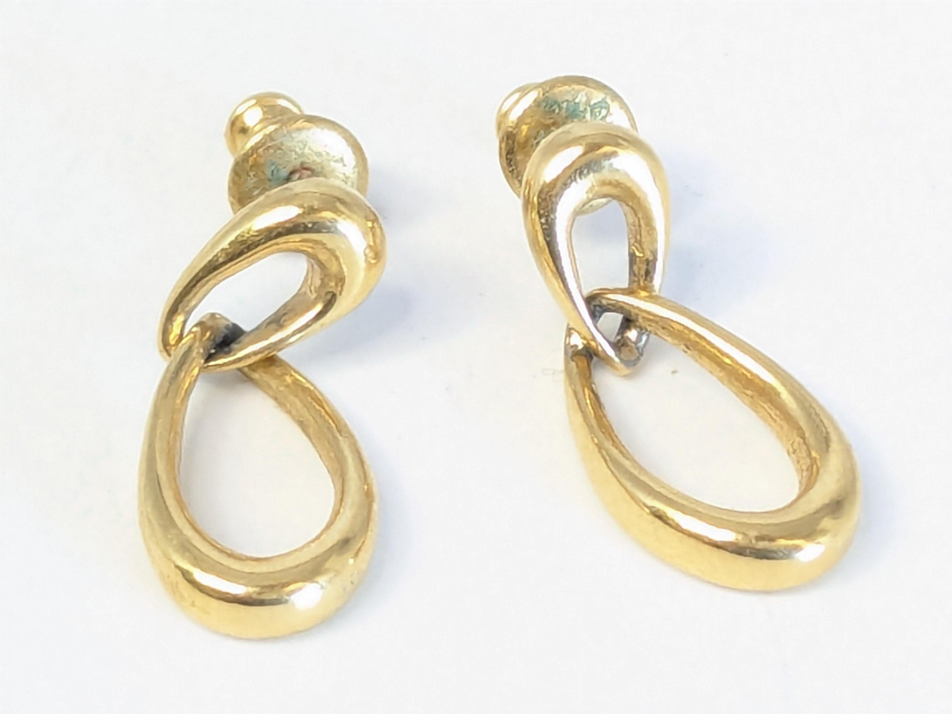 Vintage Monet Gold Tone Twisted Loop Dangle Earrings