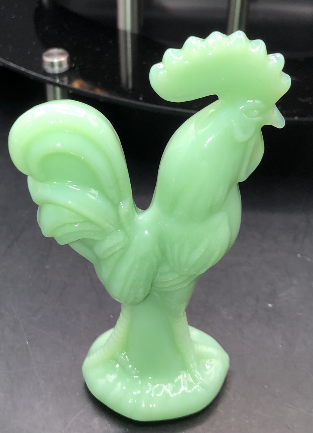 #25 - Jadeite type Solid Glass rooster Figurine