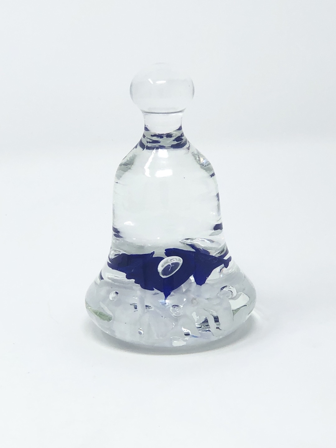 Cobalt Floral Joe St. Clair Bell Shaped Paperweight