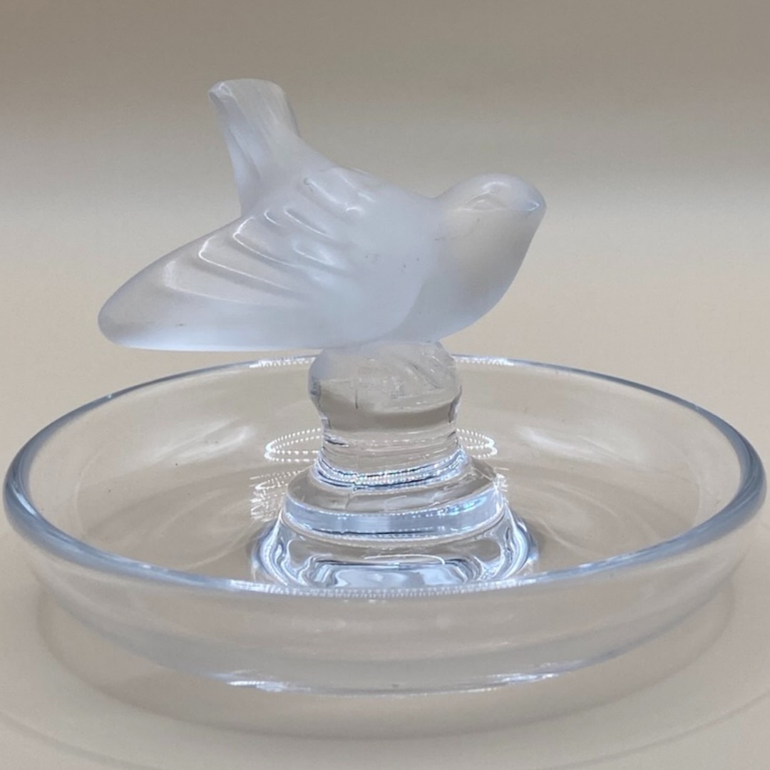 Lalique Sparrow Trinket/Pin Dish- 3 1/2” Diameter