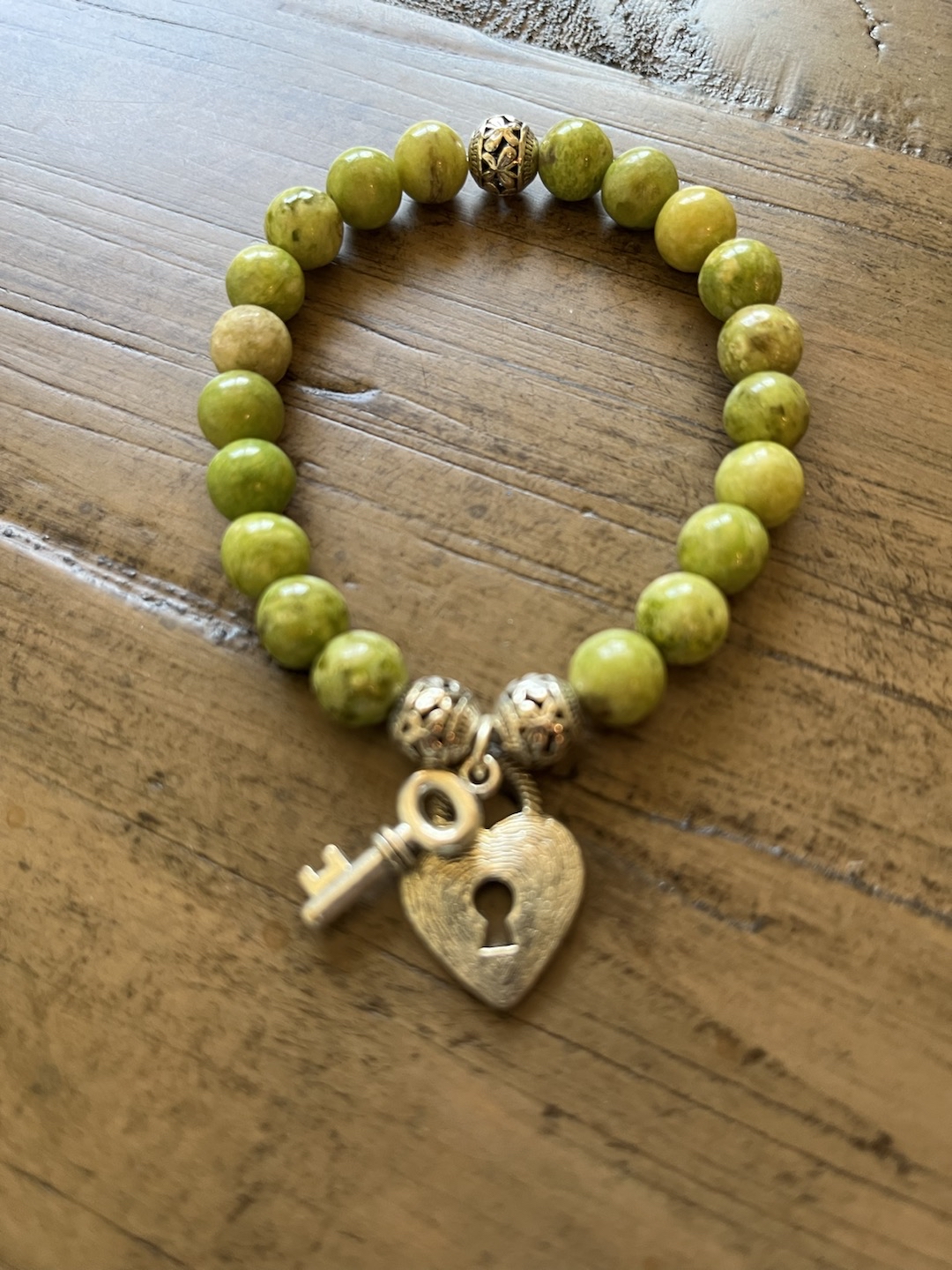 Dyed Jade Key To My Heart Stretch Bracelet 8mm