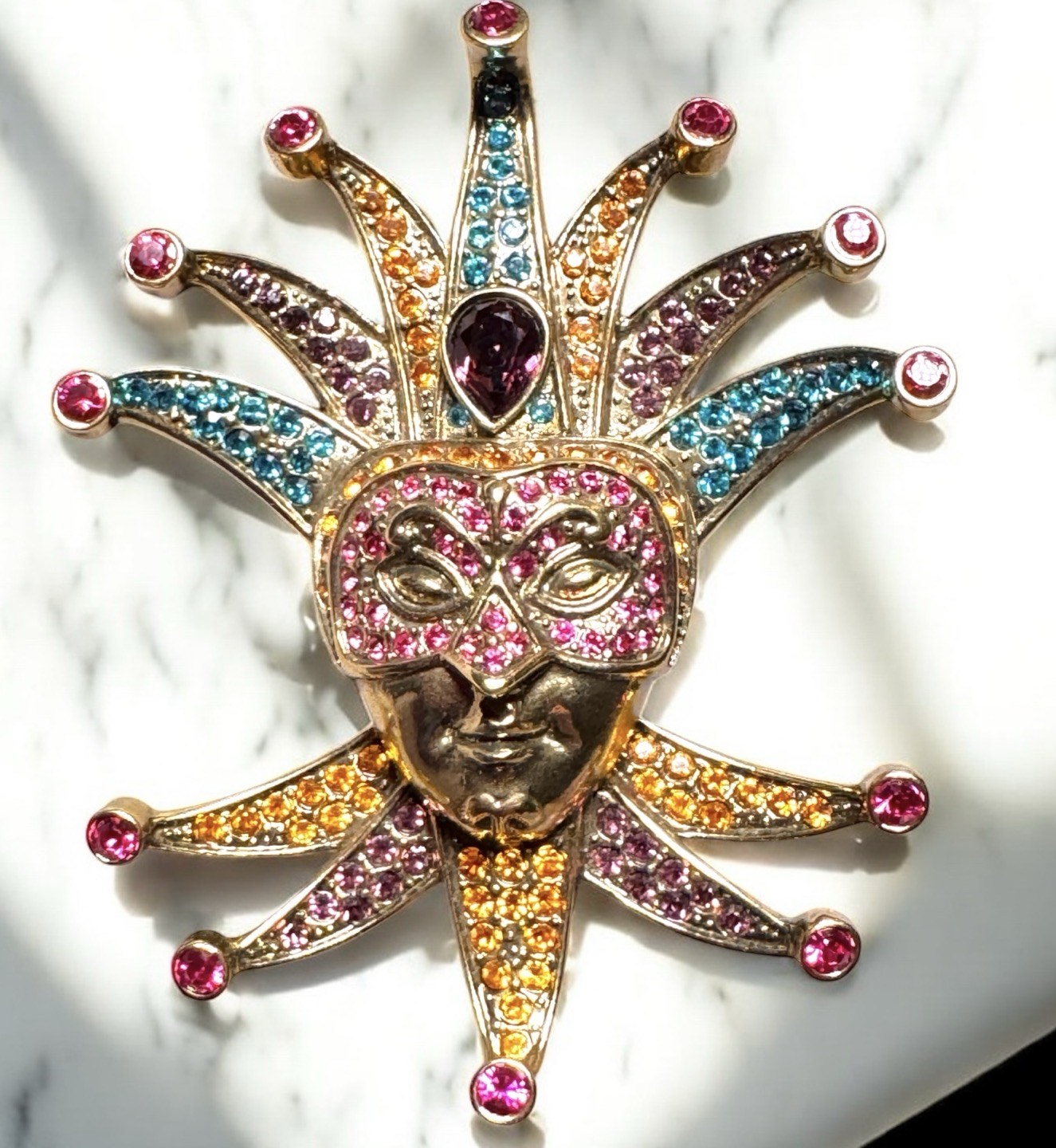 RARE Heidi Daus Masquerade Mask Mardi Gras Jester Festival Crystal ...
