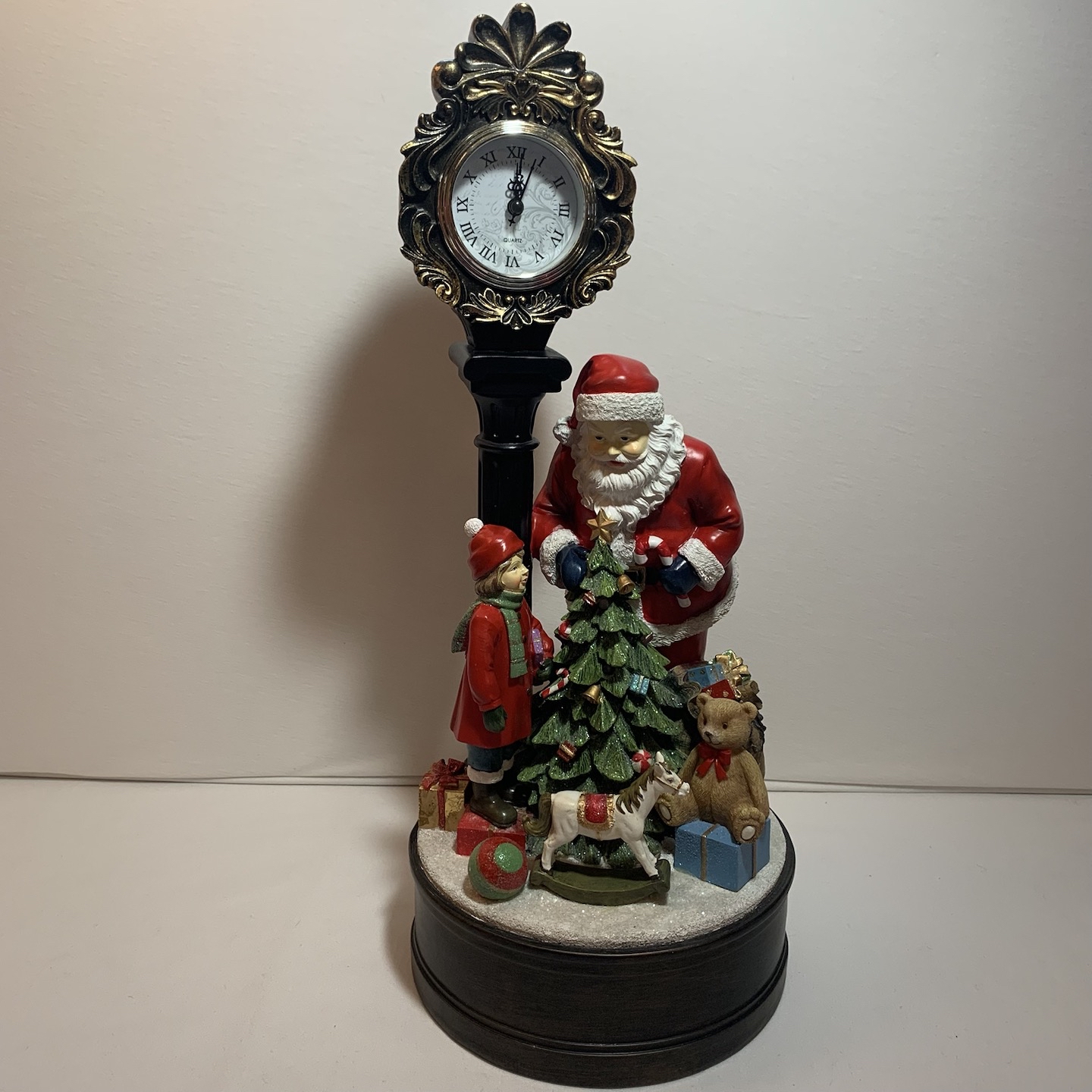 Vintage Santa Holiday Clock with LED Lighted Christmas Tree Costco Retired