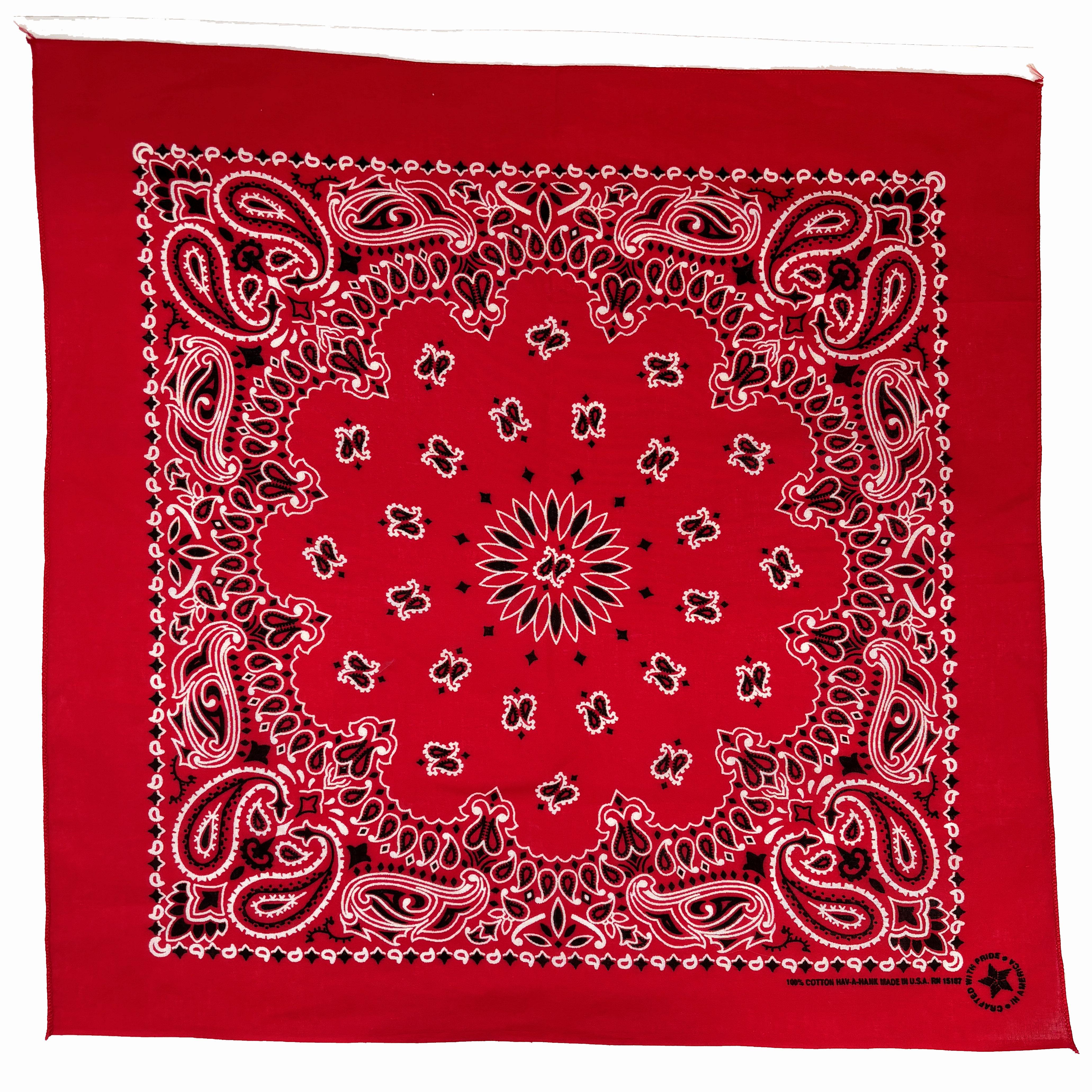 Hav A Hank Red Bandana Scarf Paisley Cotton Made USA Biker Motorcycle ...
