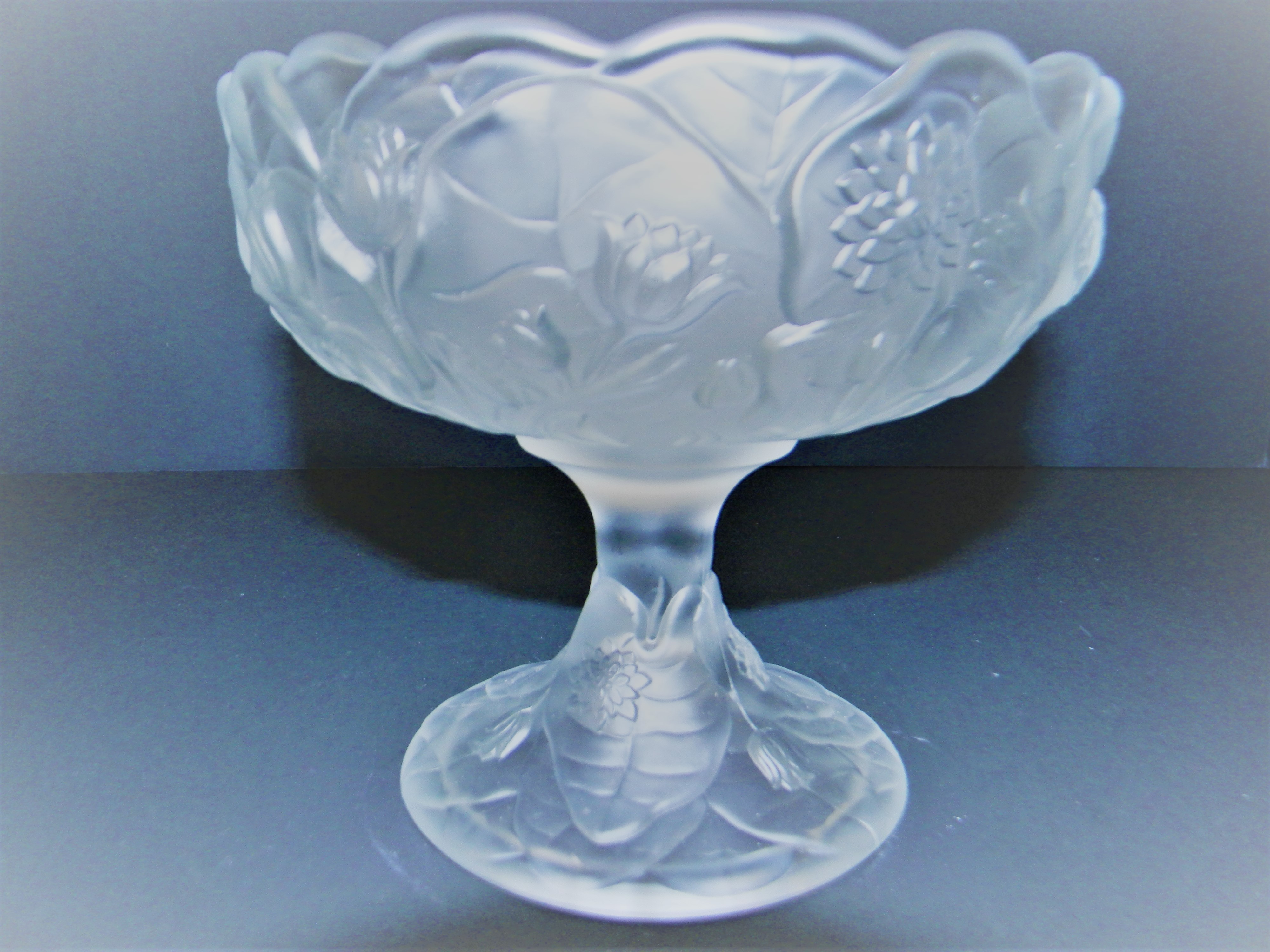 #01 Fenton Clear Satin Glass Water Lily Pattern