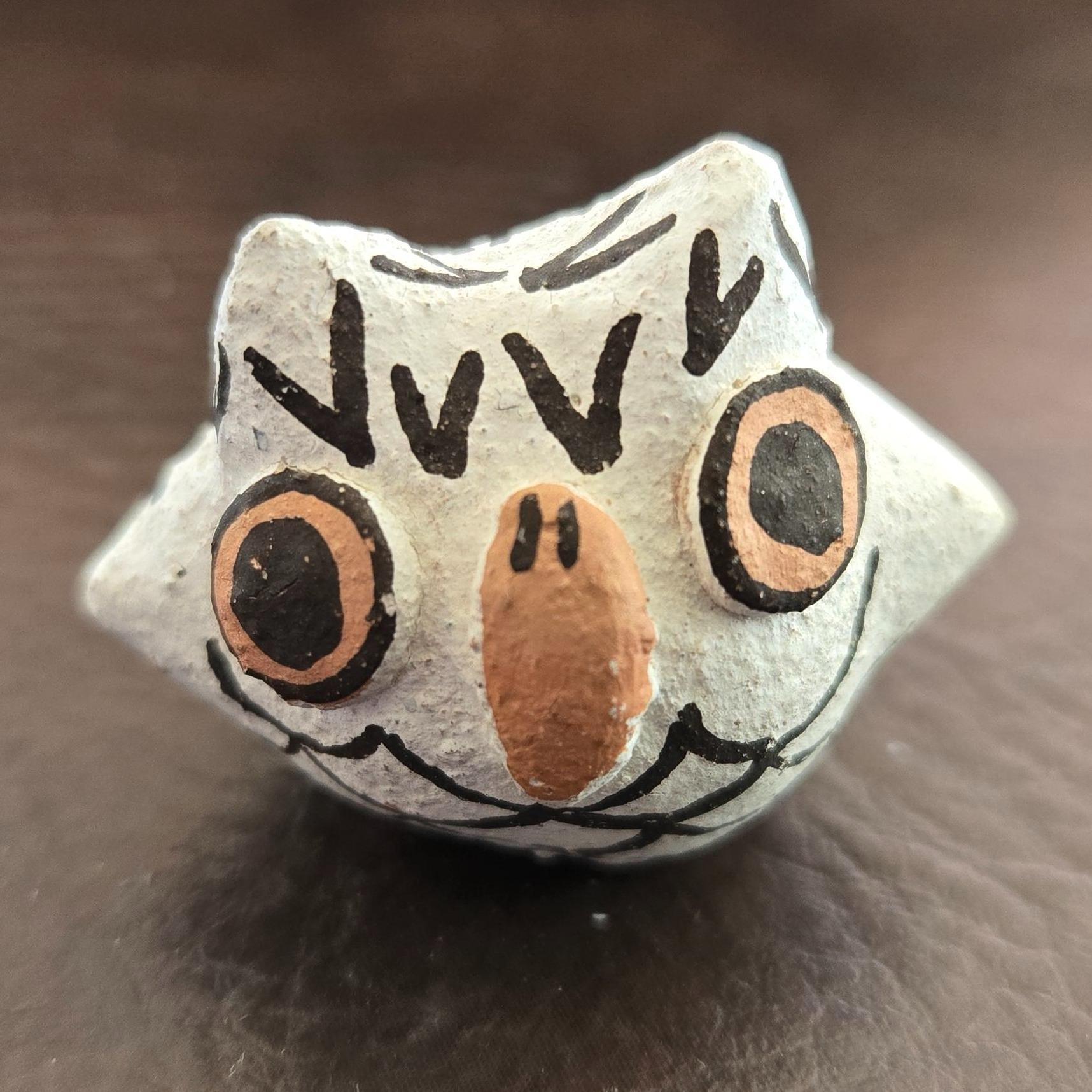 Acoma Pueblo OwlDolores Lewis Pottery New Mexico Signed Handmade 1¼" Tall