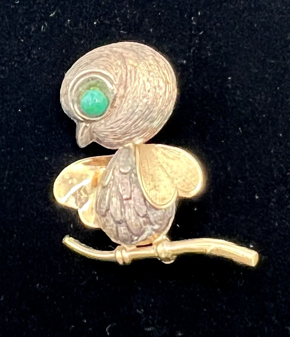 Antique Wells Gilded Sterling Silver and 12k GF Turquoise Bird on Perch ...