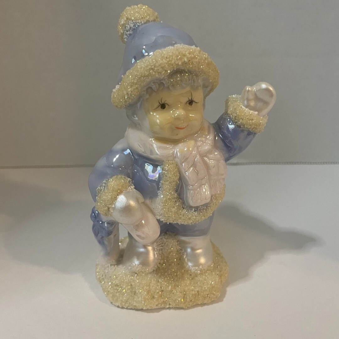 Glittery Snow Boy Figurine