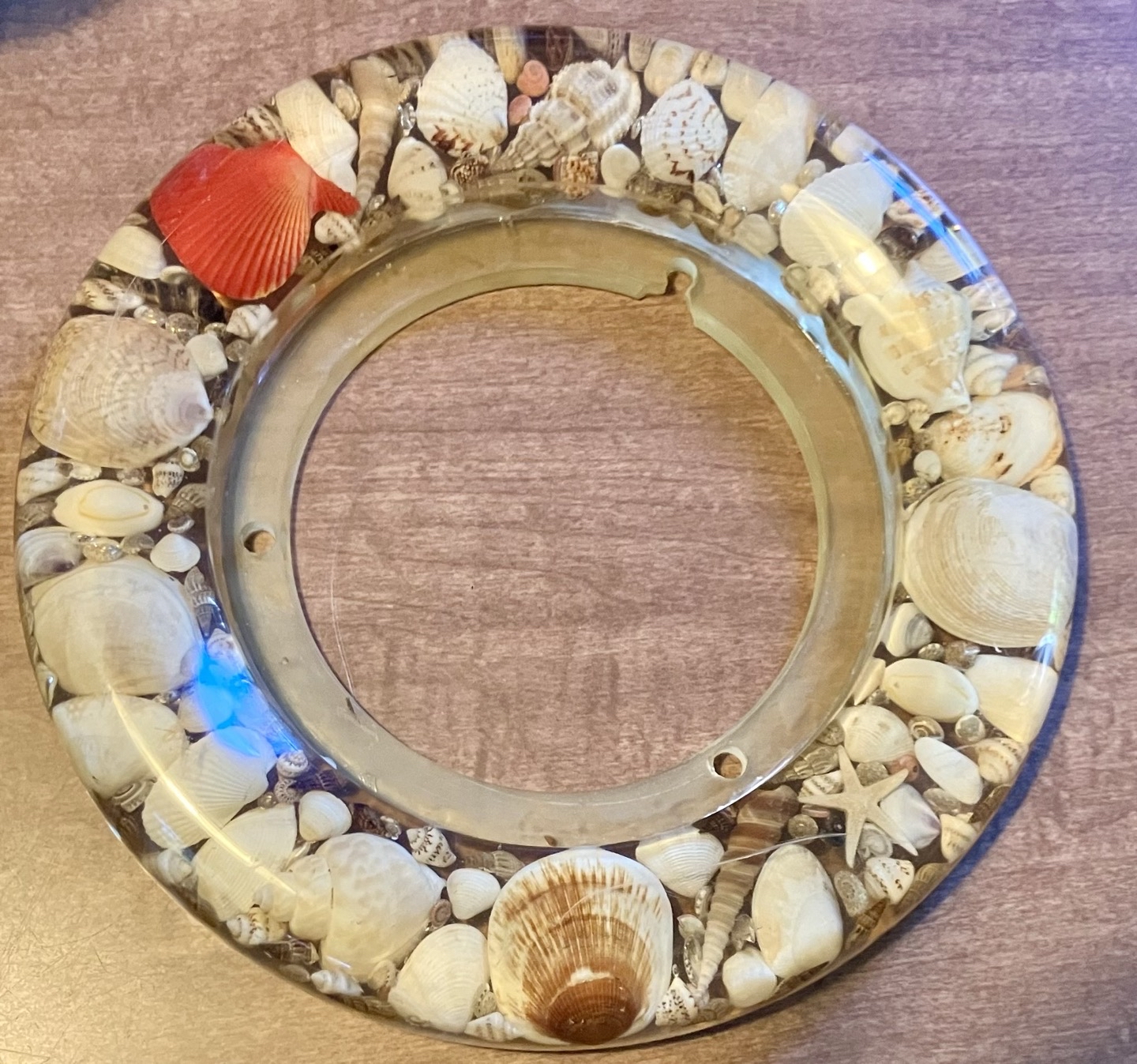 Vtg Seashell Round Frame Wall Art Star Fish Sea Beach House Decor ...