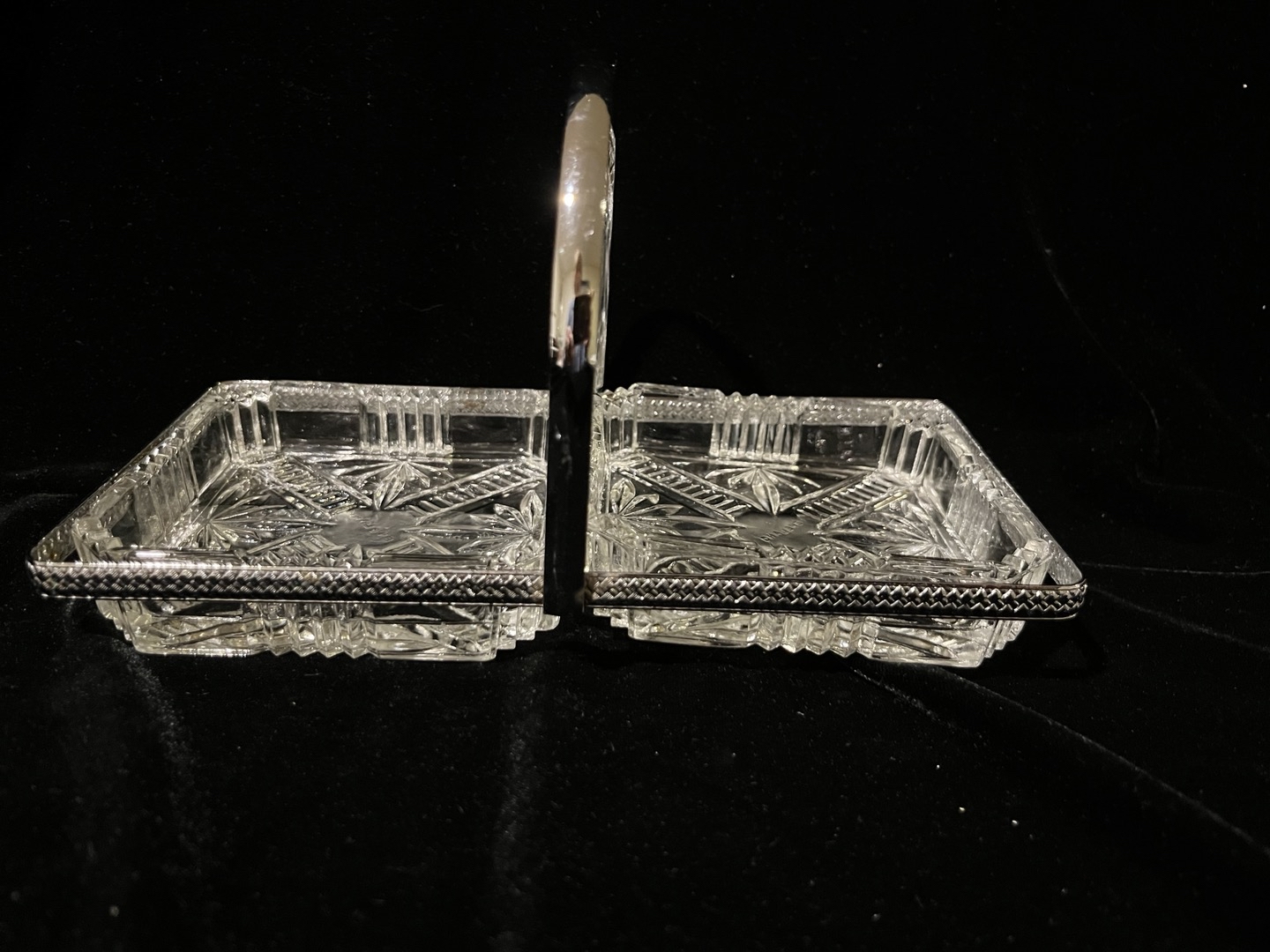 575 - Vintage Silver plate & Crystal Relish Tray