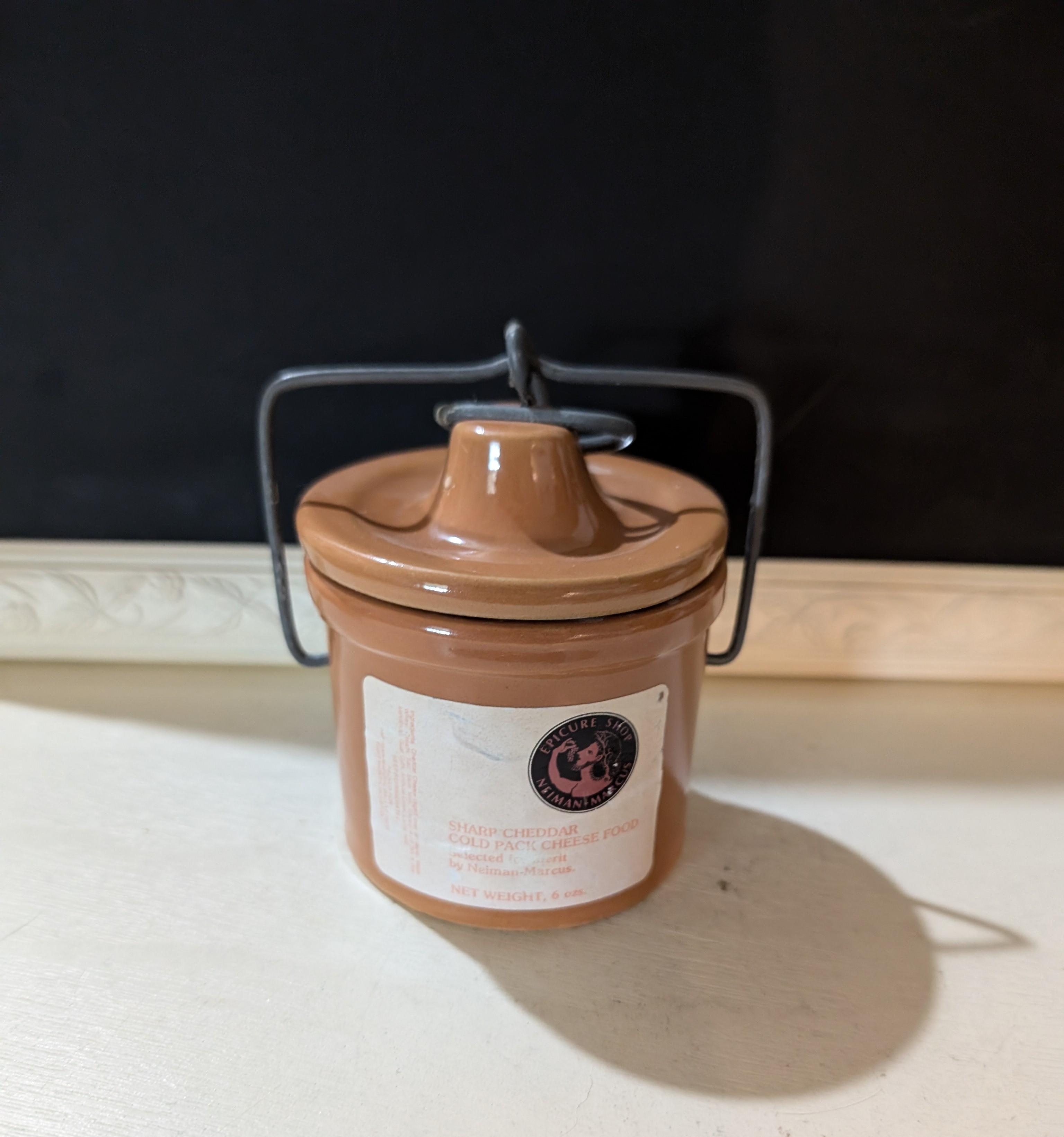 Vintage Sharp Cheddar Cheese Crock with Wire Bail Handle