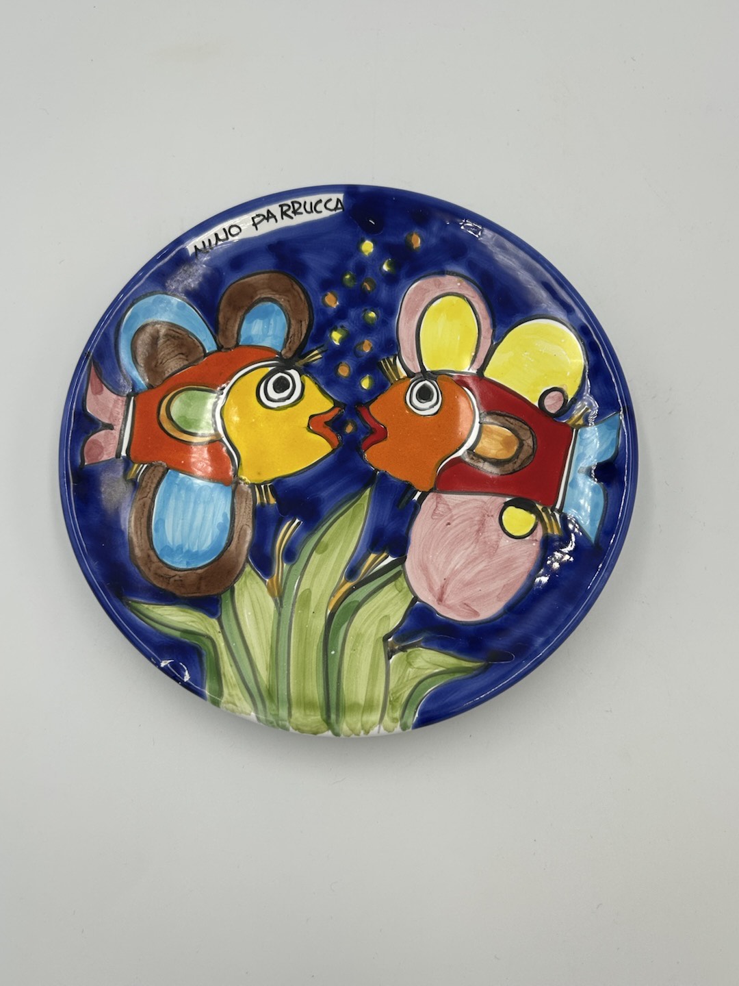 Vintage Nino Parrucca Hand Painted Italian Ceramic Pottery Kissing Fish ...
