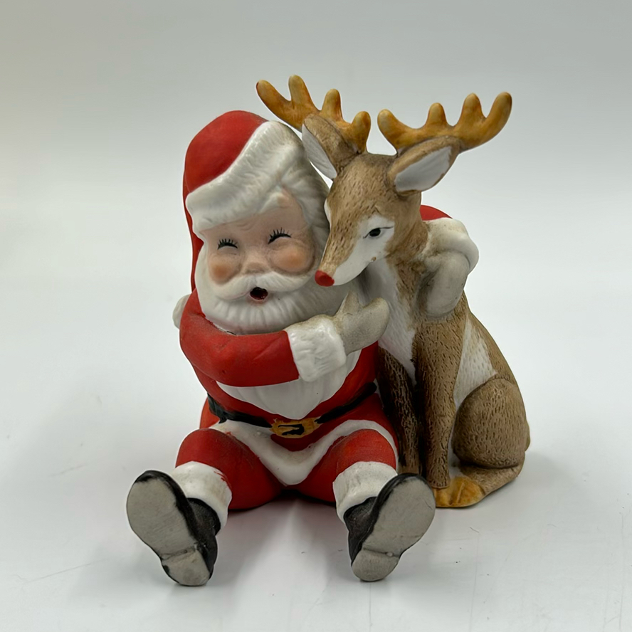 Vintage Joseph Originals George Good Santa Hugging His Reindeer
